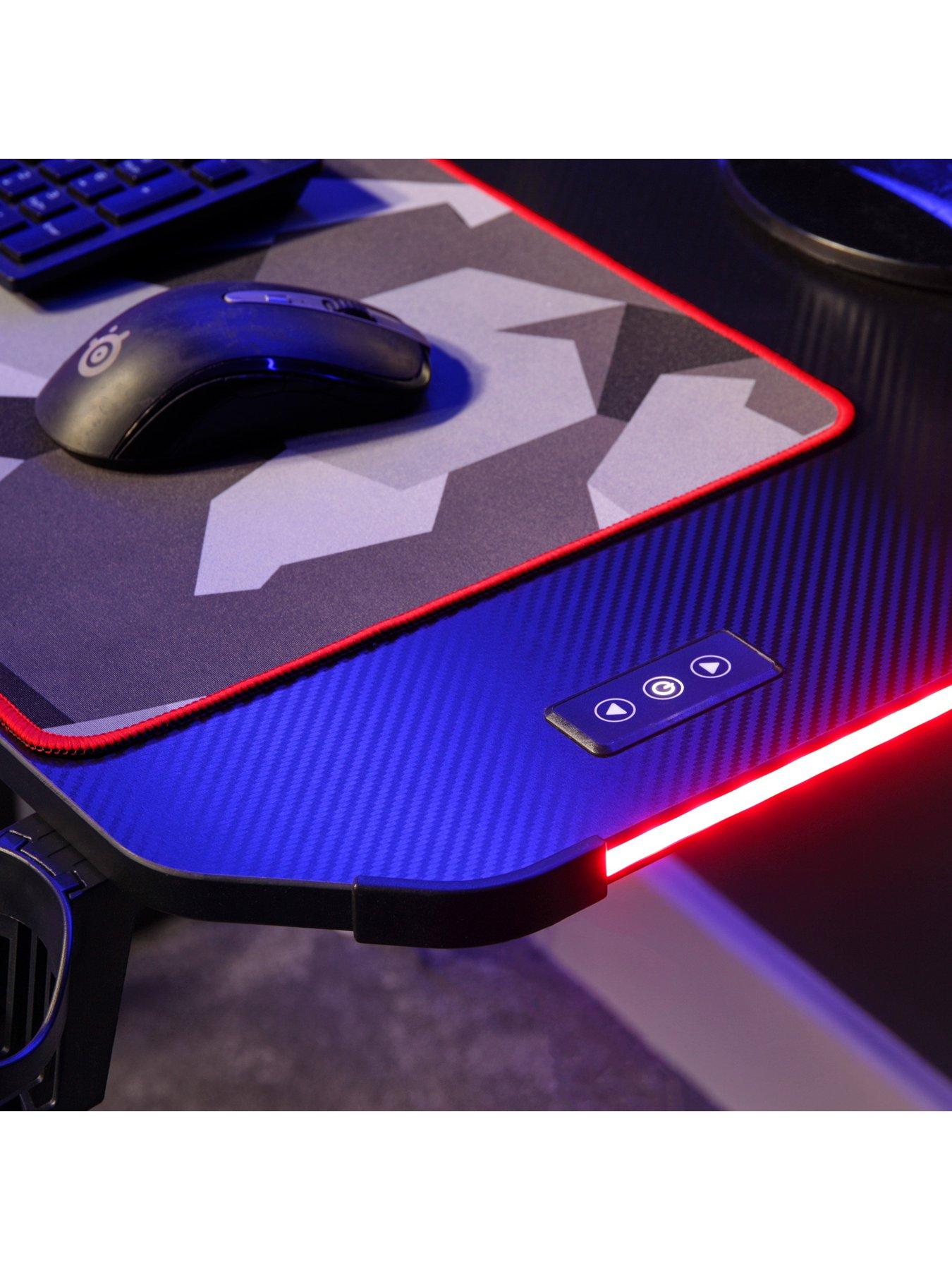 X Rocker Saturn Blue and Panther RGB Gaming Desk Bundle | Very