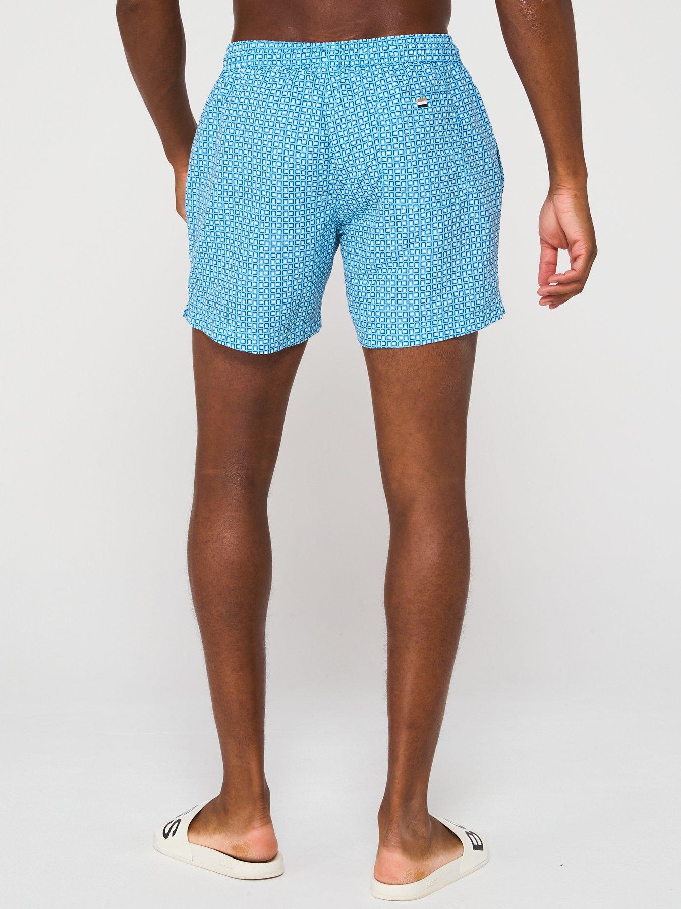 BOSS Vibe Allover Print Swim Shorts - Light Blue | Very