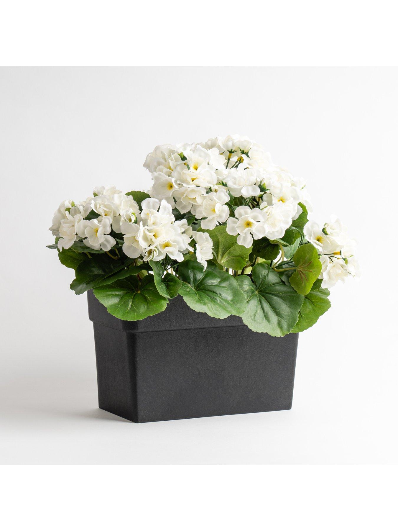 Scottish Everlastings OUTDOOR Artificial White Geranium Trough | Very