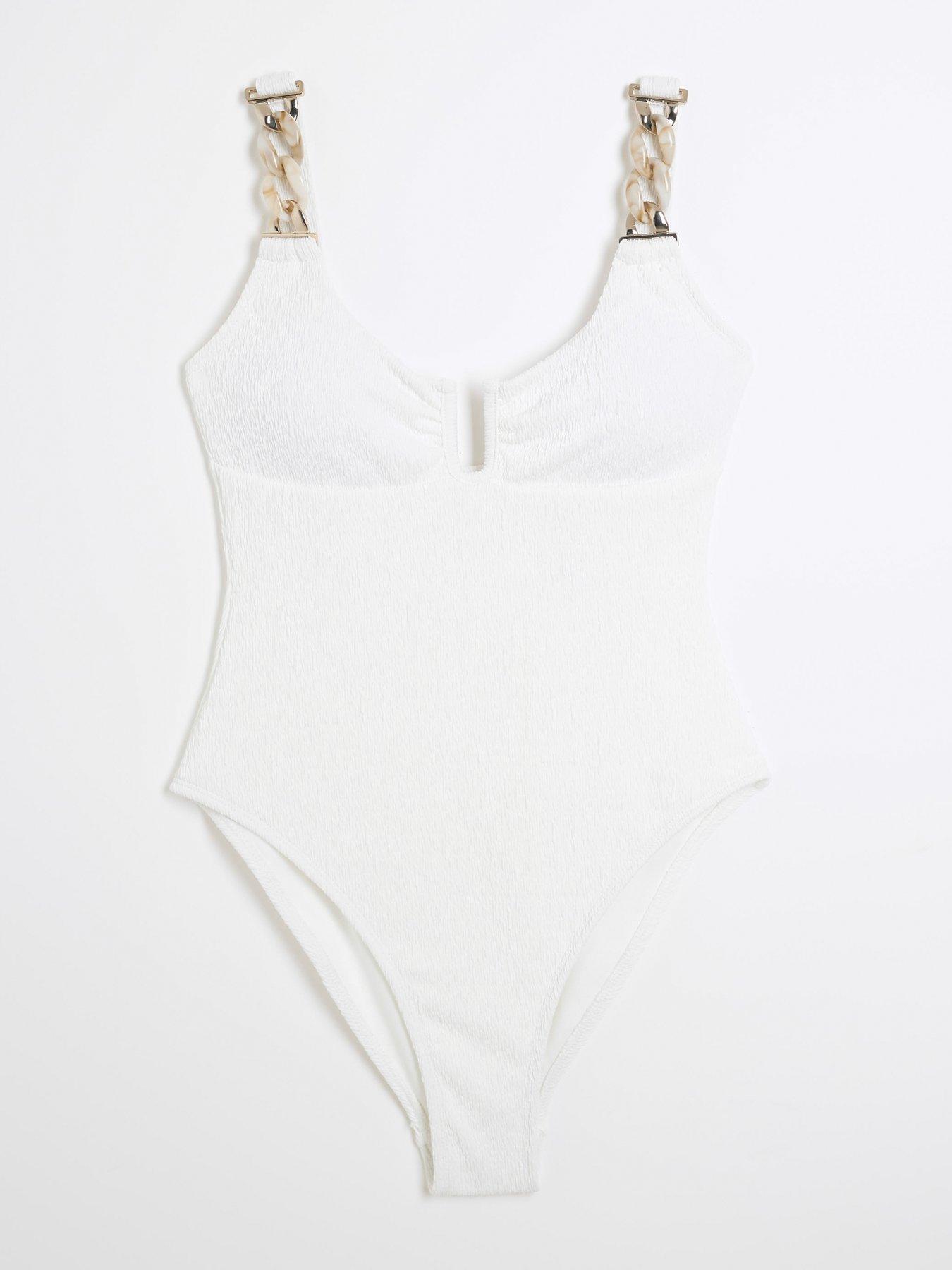 River Island Texture Tort Chain Swimsuit - Cream | Very