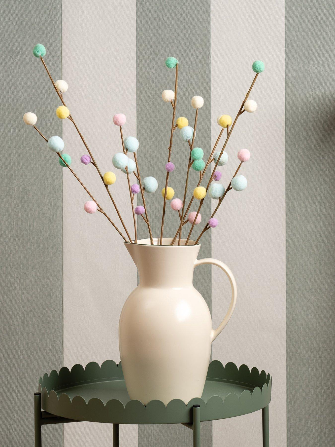 Scottish Everlastings Set of 3 Pastel Pom Pom Stem Decorations - 65 cm ...