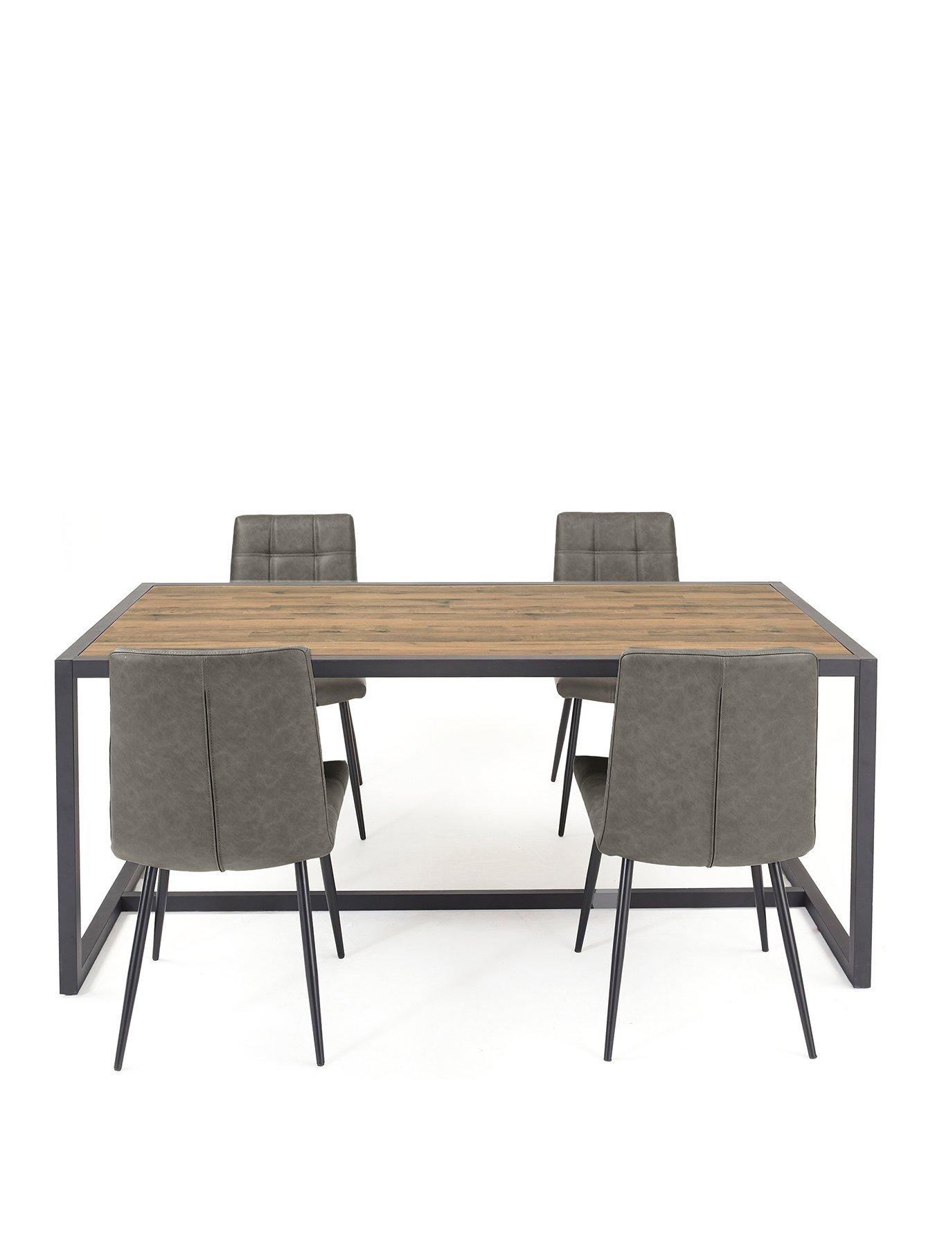 Very Home Harlem 180 cm Mid Oak Dining Table + 4 Grey Harlem Chairs ...