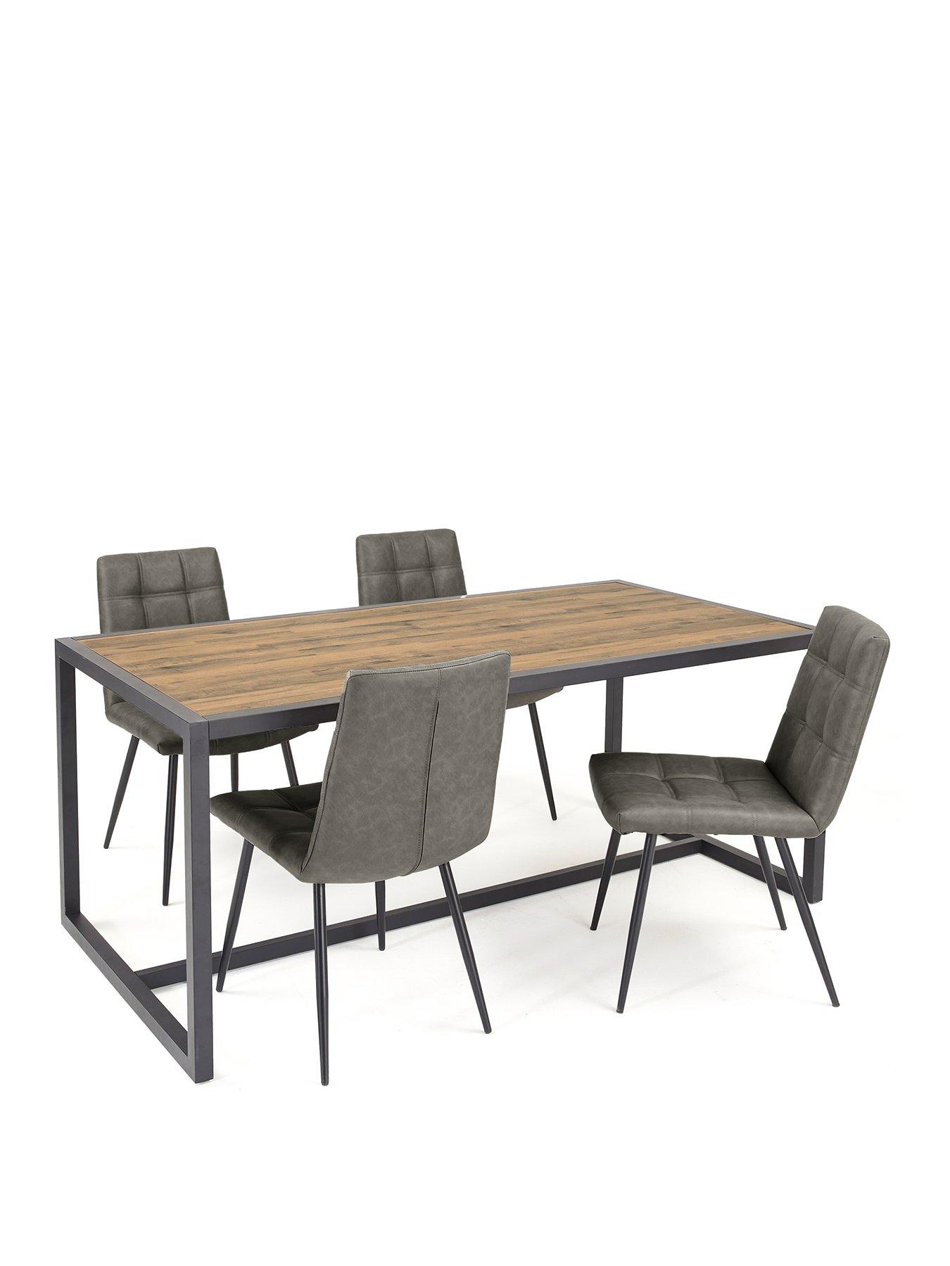 Very Home Harlem 180 cm Mid Oak Dining Table + 4 Grey Harlem Chairs - FSC® Certified | Very