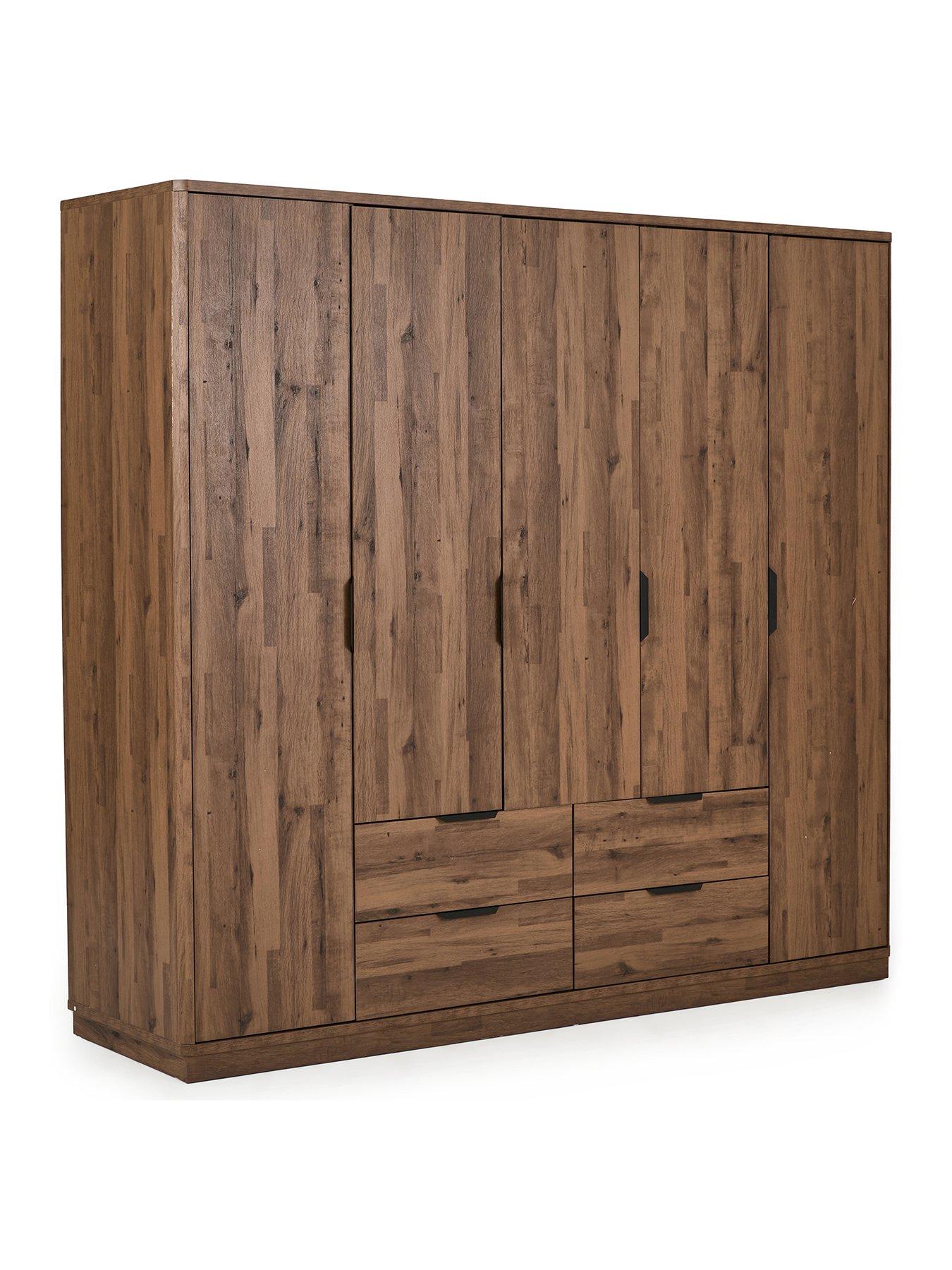 Very Home Harlem 5 Door, 4 Drawer Wardrobe - Mid Oak Effect - FSC ...