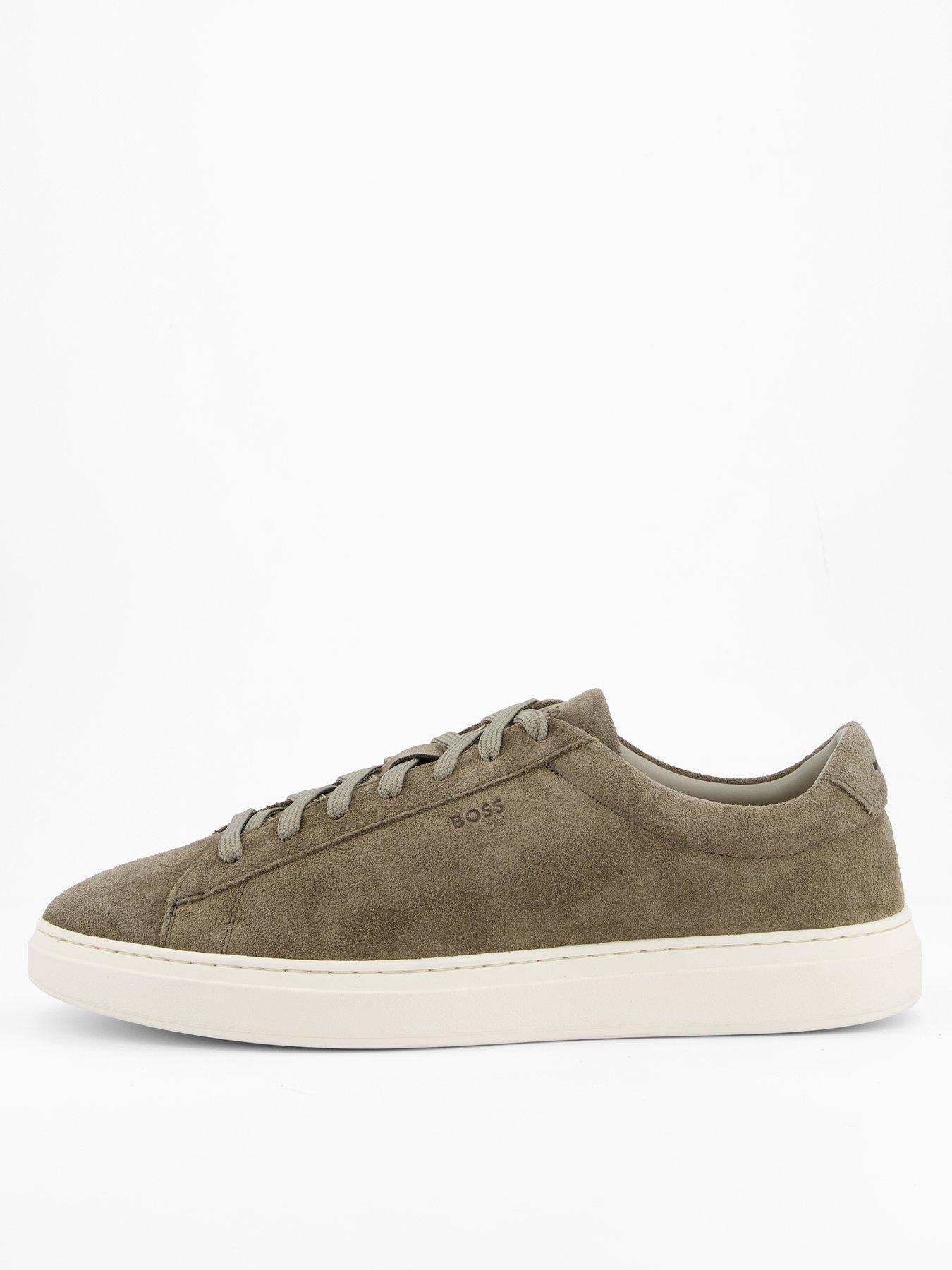 BOSS Kieran Tennis Leather Trainers - Open Green | Very