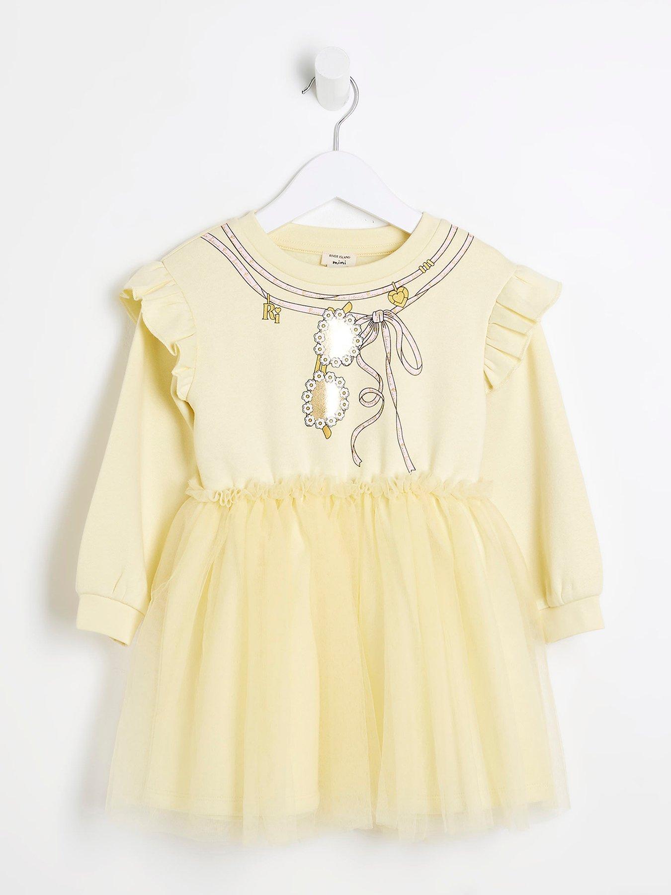 River Island Mini Mini Girls Tutu Necklace Dress - Lemon Yellow | Very