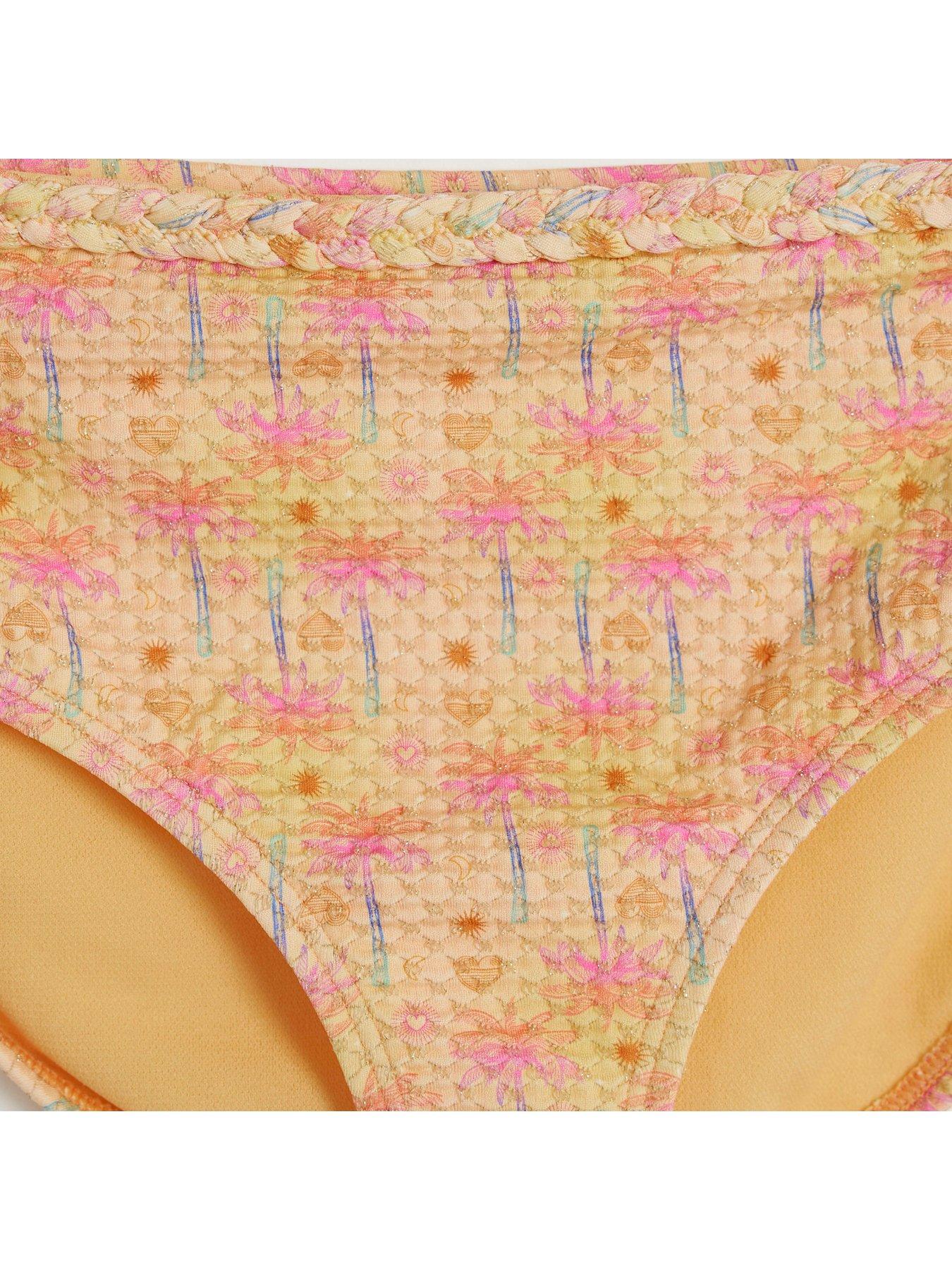 River Island Girls Glitter Palm Print Bikini Set - Orange | Very