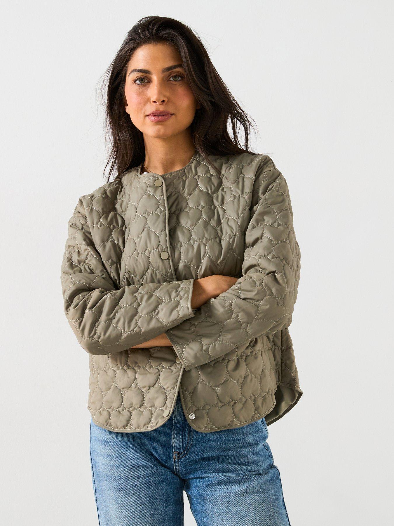 In The Style Heart Quilted Lightweight Jacket - Khaki | Very