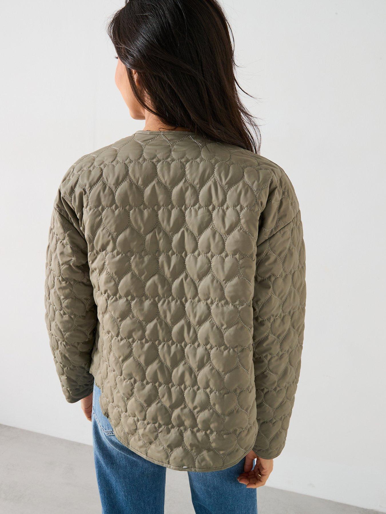 In The Style Heart Quilted Lightweight Jacket - Khaki | Very