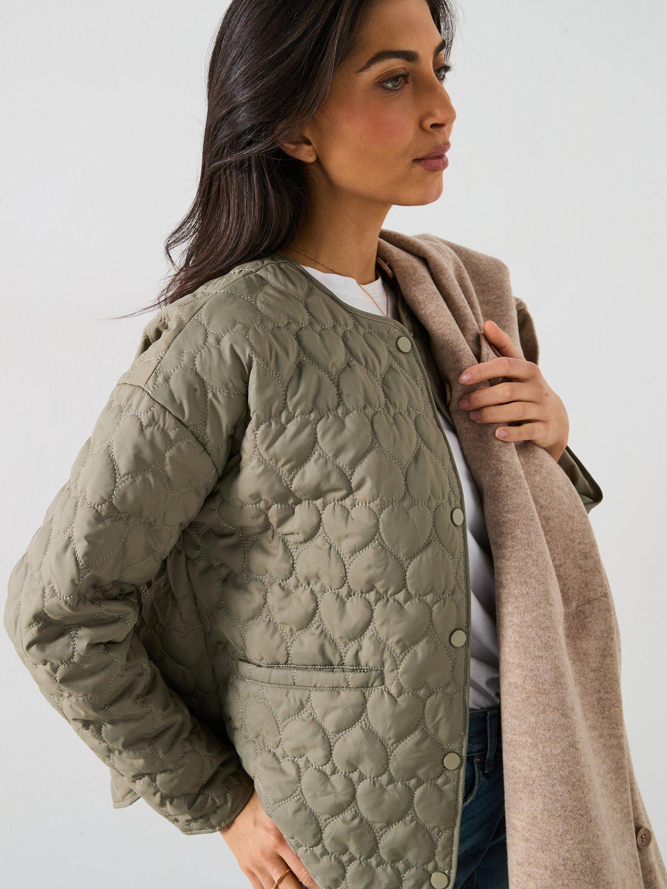 In The Style Heart Quilted Lightweight Jacket - Khaki | Very