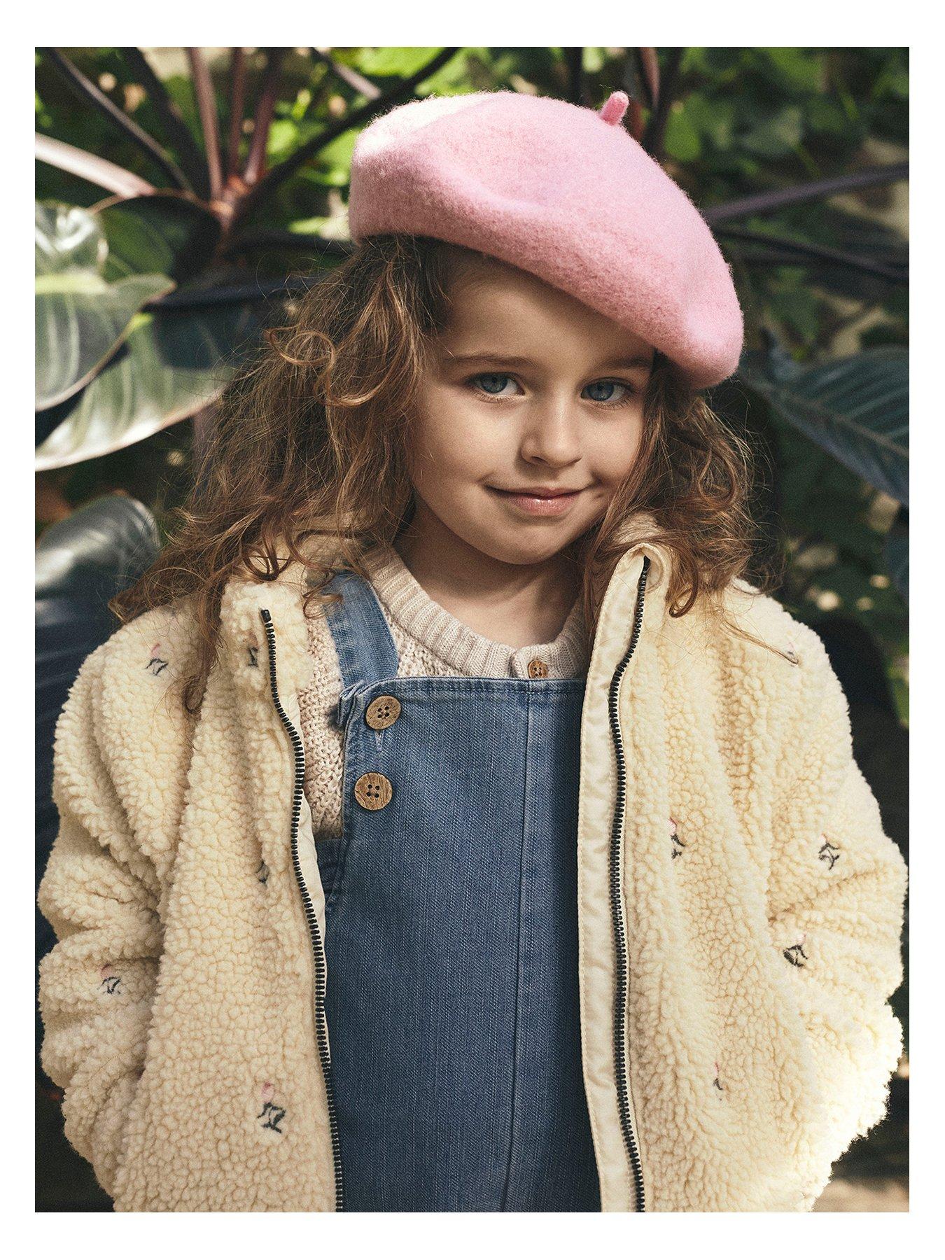 Lil Atelier Mini Girls Flower Embroidered Fleece Jacket - Bleached Sand ...