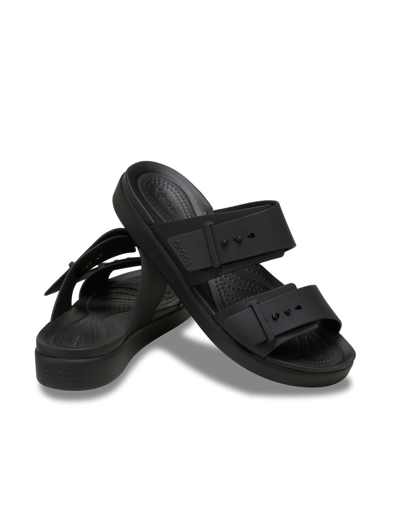 Crocs Brooklyn Buckle Flat Sandal - Black | Very