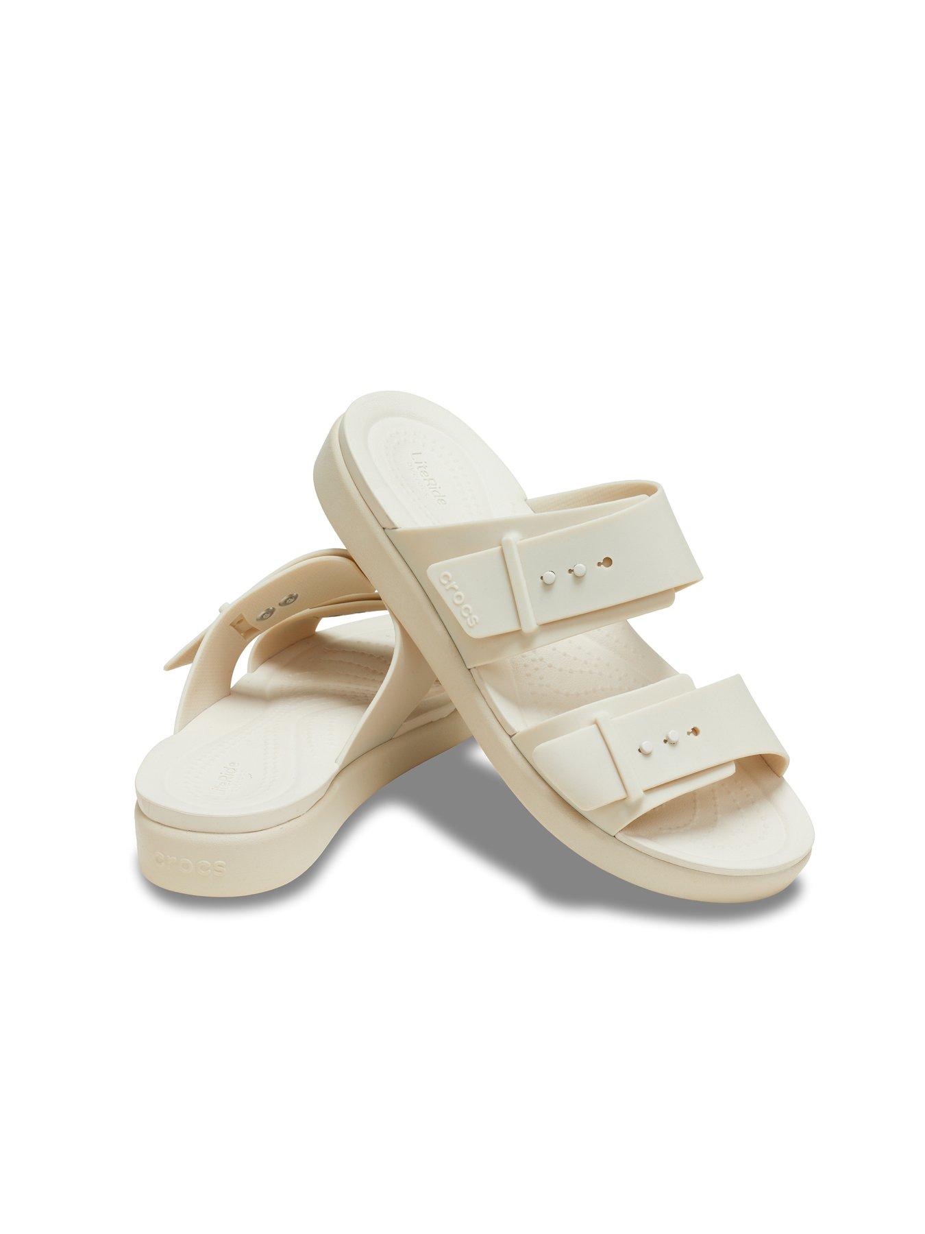 Crocs Brooklyn Buckle Flat Sandal - Beige | Very