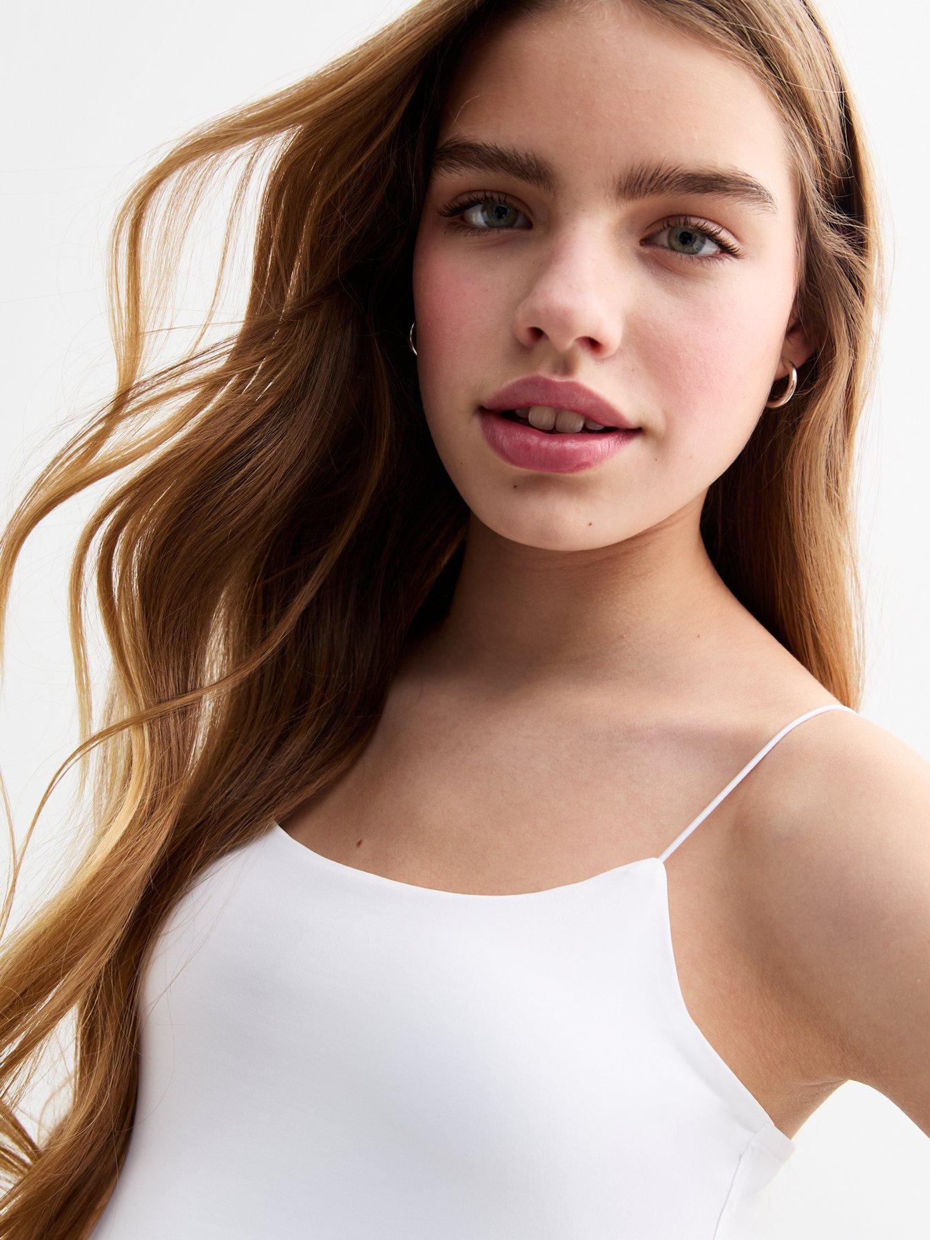 New Look 915 Spaghetti Strap Slinky Cropped Cami - White | Very