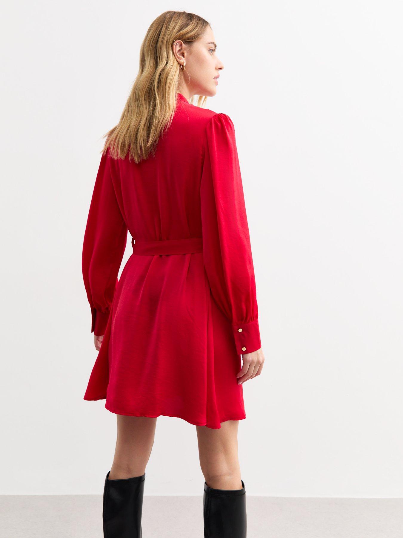 New Look Red V-neck Satin Mini Dress | Very