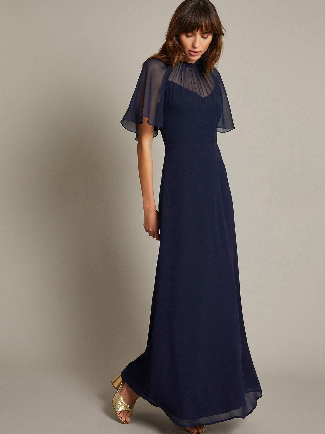 Monsoon Mona Angle Sleeve Dress - Navy | Very