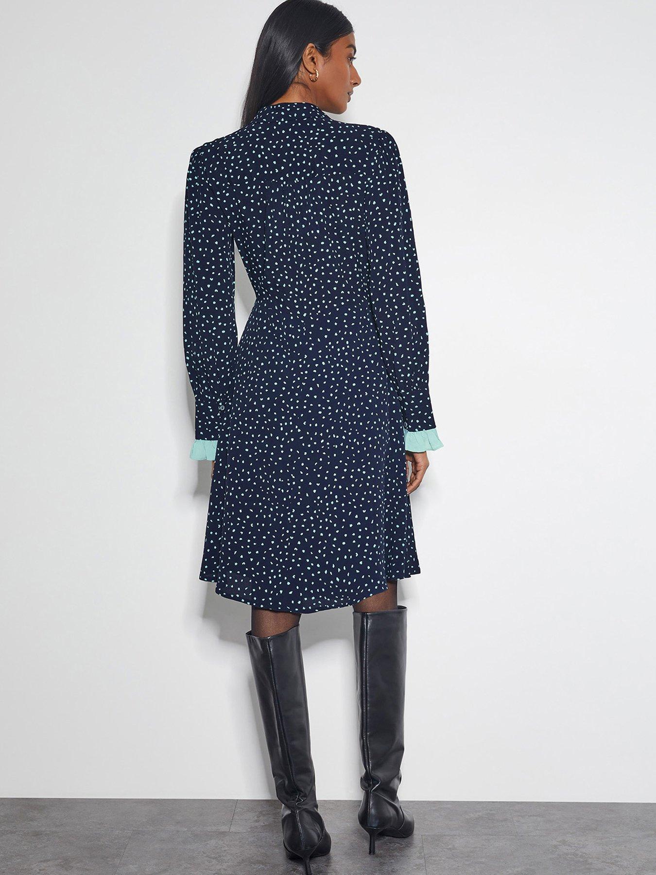 Monsoon Novie Print Dress - Navy | Very