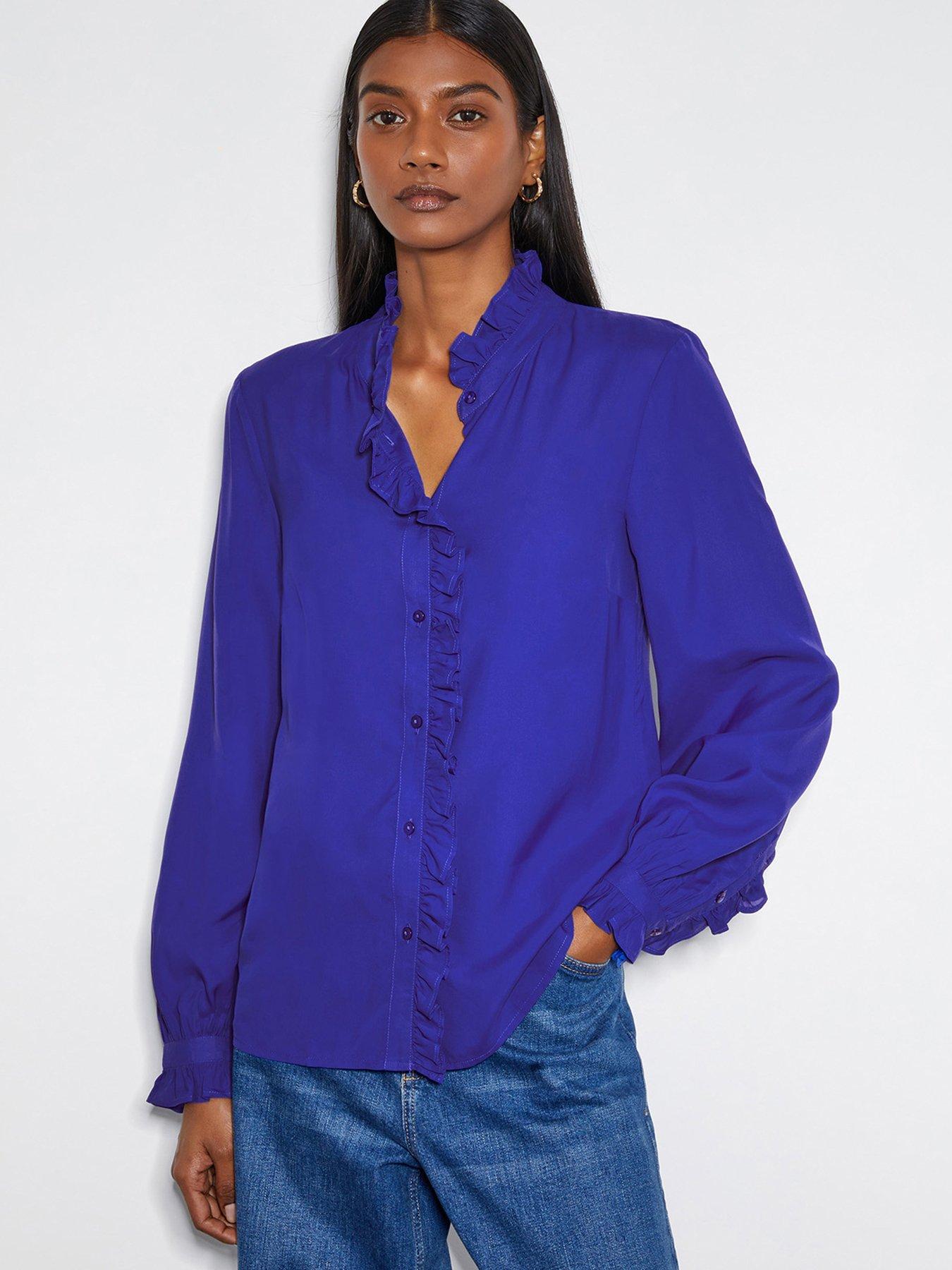 Monsoon Cecily Ruffle Blouse Cobalt - Blue | Very