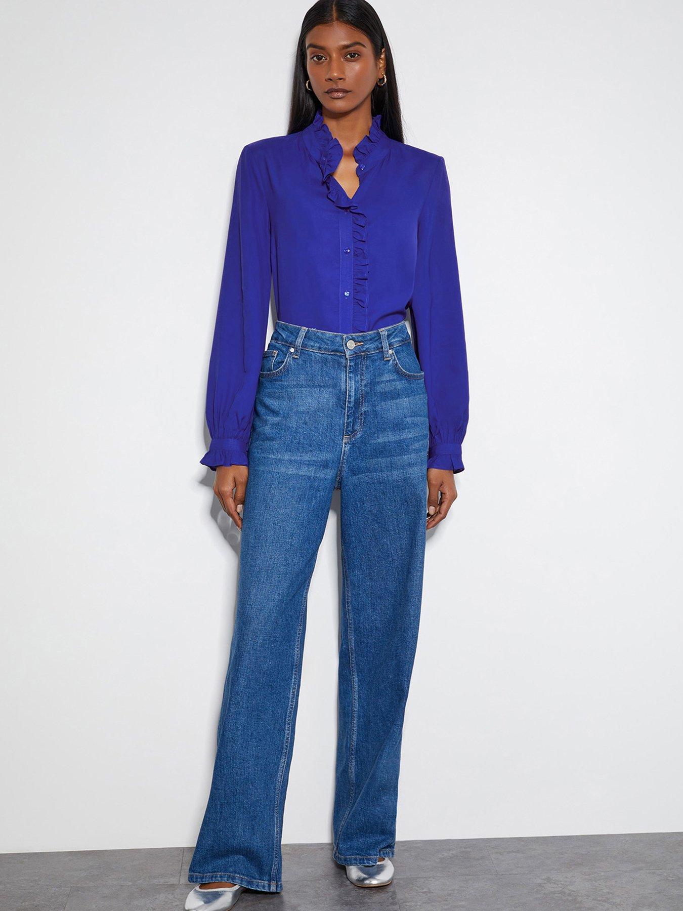 Monsoon Cecily Ruffle Blouse Cobalt - Blue | Very