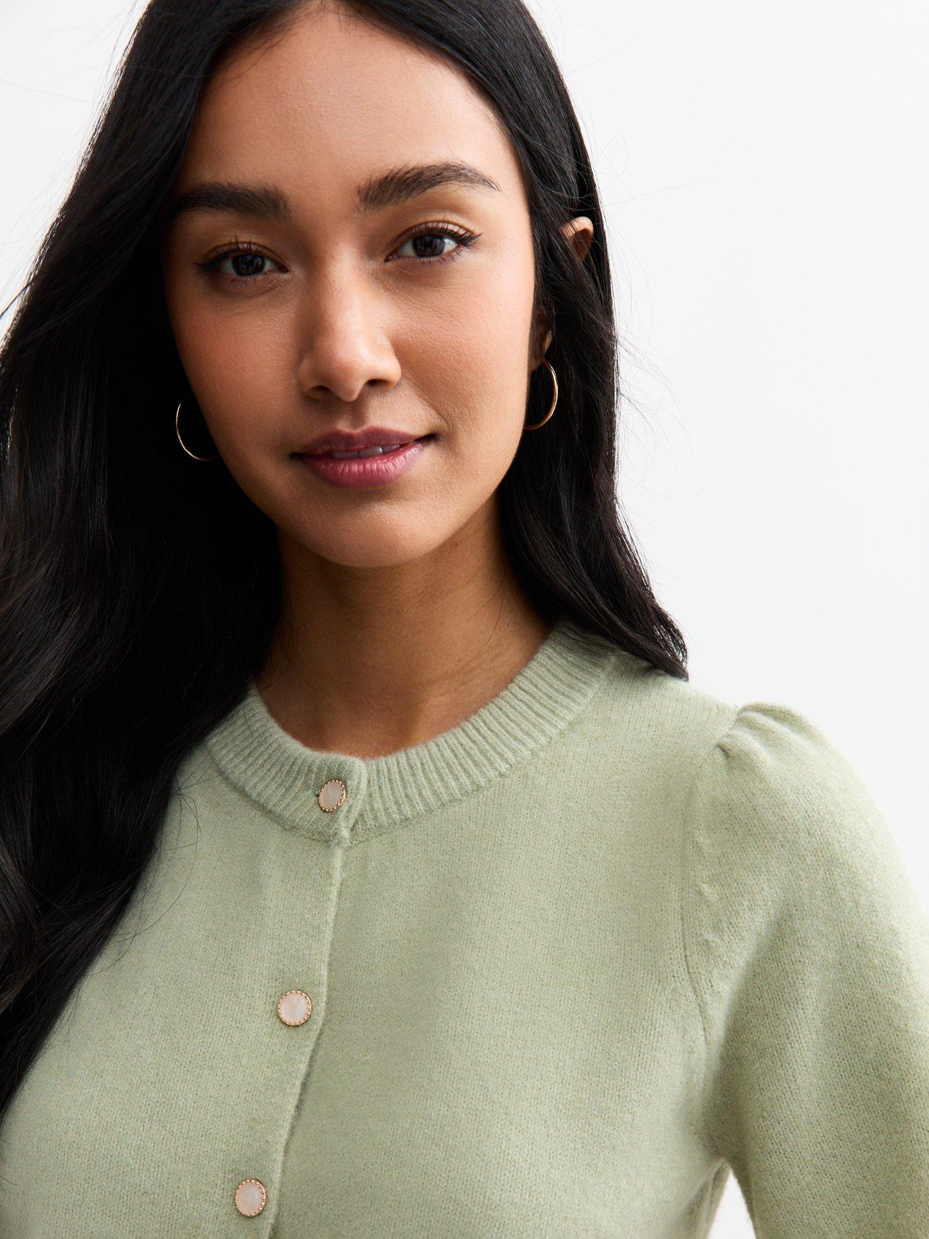 New Look Short Sleeve Button Up Cardigan - Green | Very