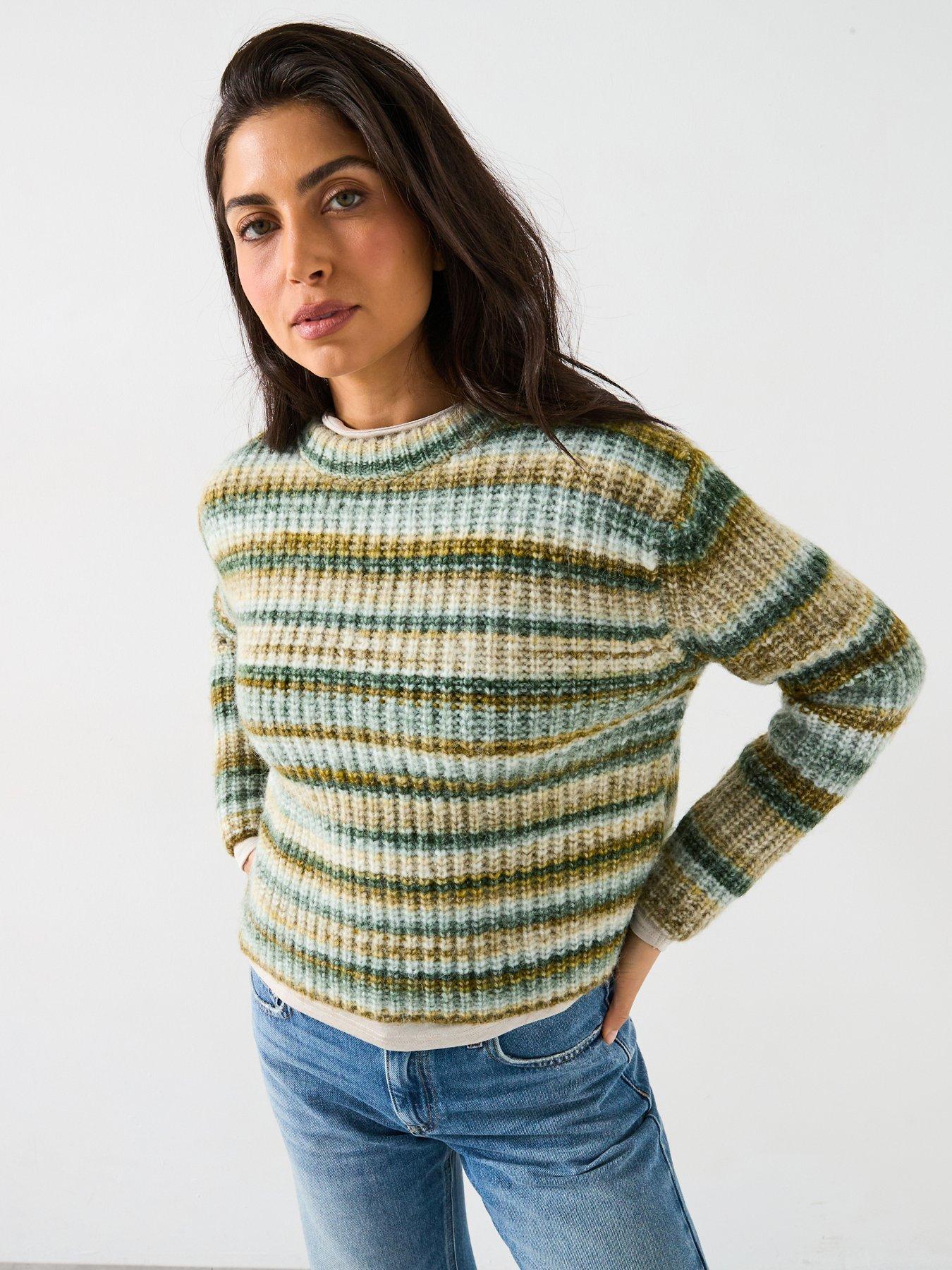 Mango Striped Jumper - Green | Very