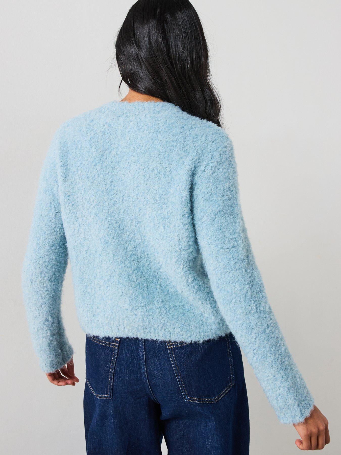 Mango Soft Textured Cardigan - Light Blue | Very