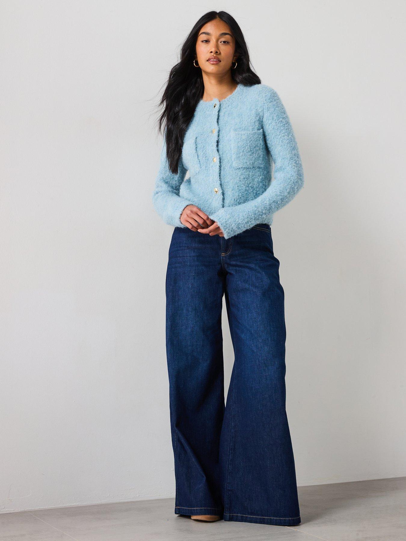 Mango Soft Textured Cardigan - Light Blue | Very