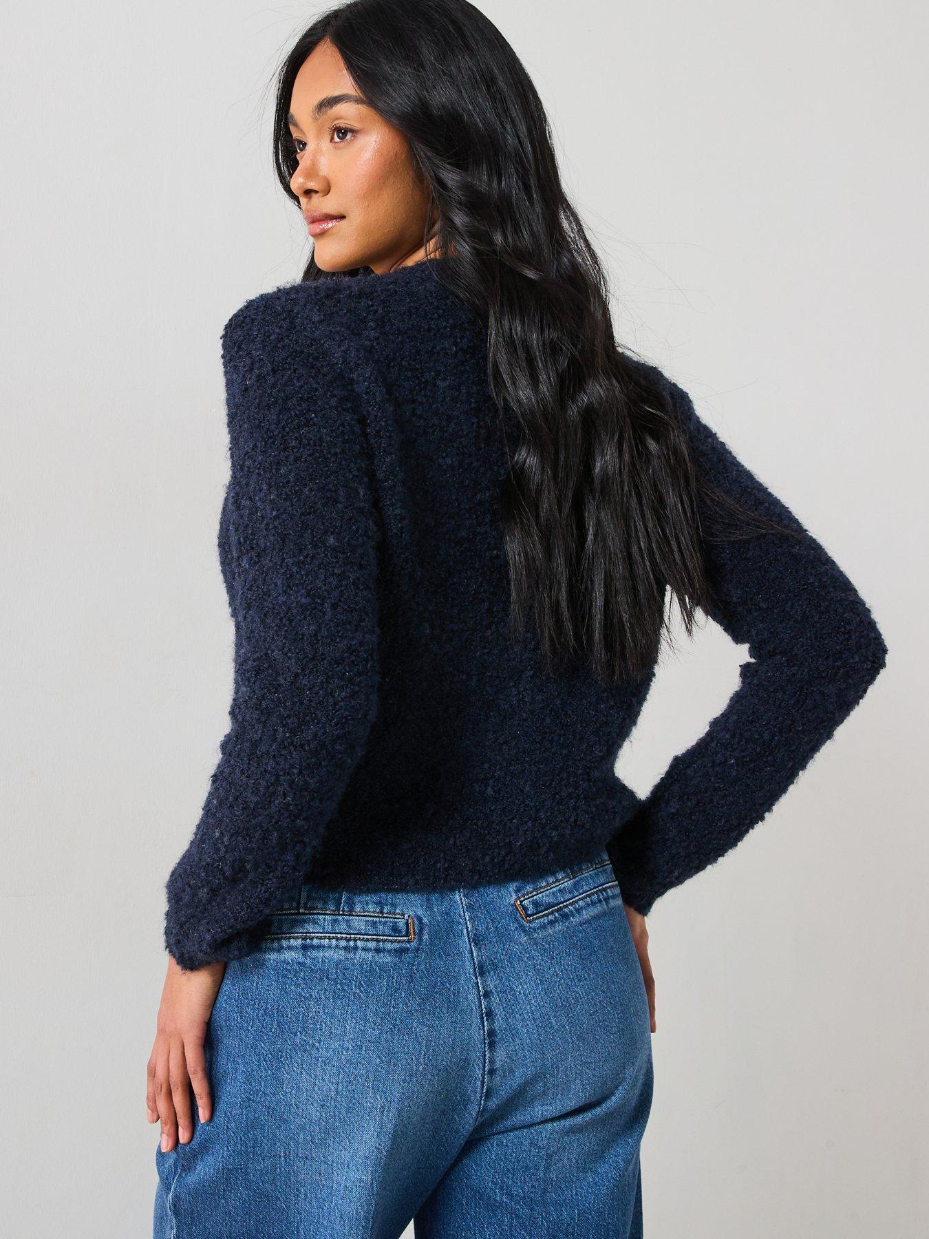 Mango Soft Textured Cardigan - Navy | Very