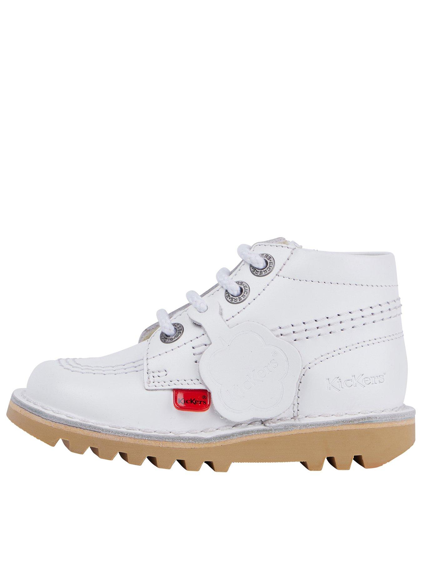 Kickers Kick Hi Zip Leather Infant Shoe - White | Very