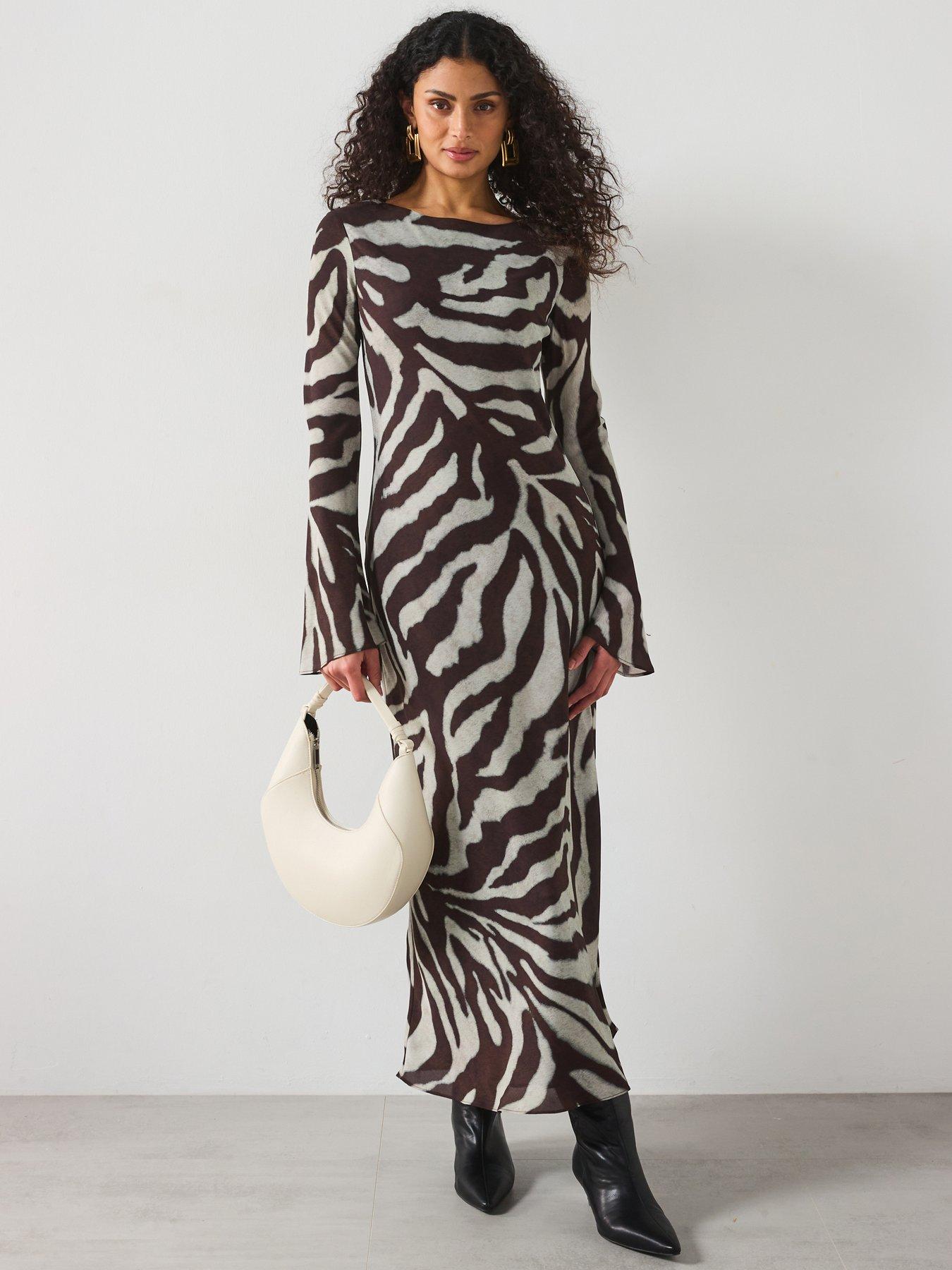 Mango Zebra Print Dress- Brown | Very