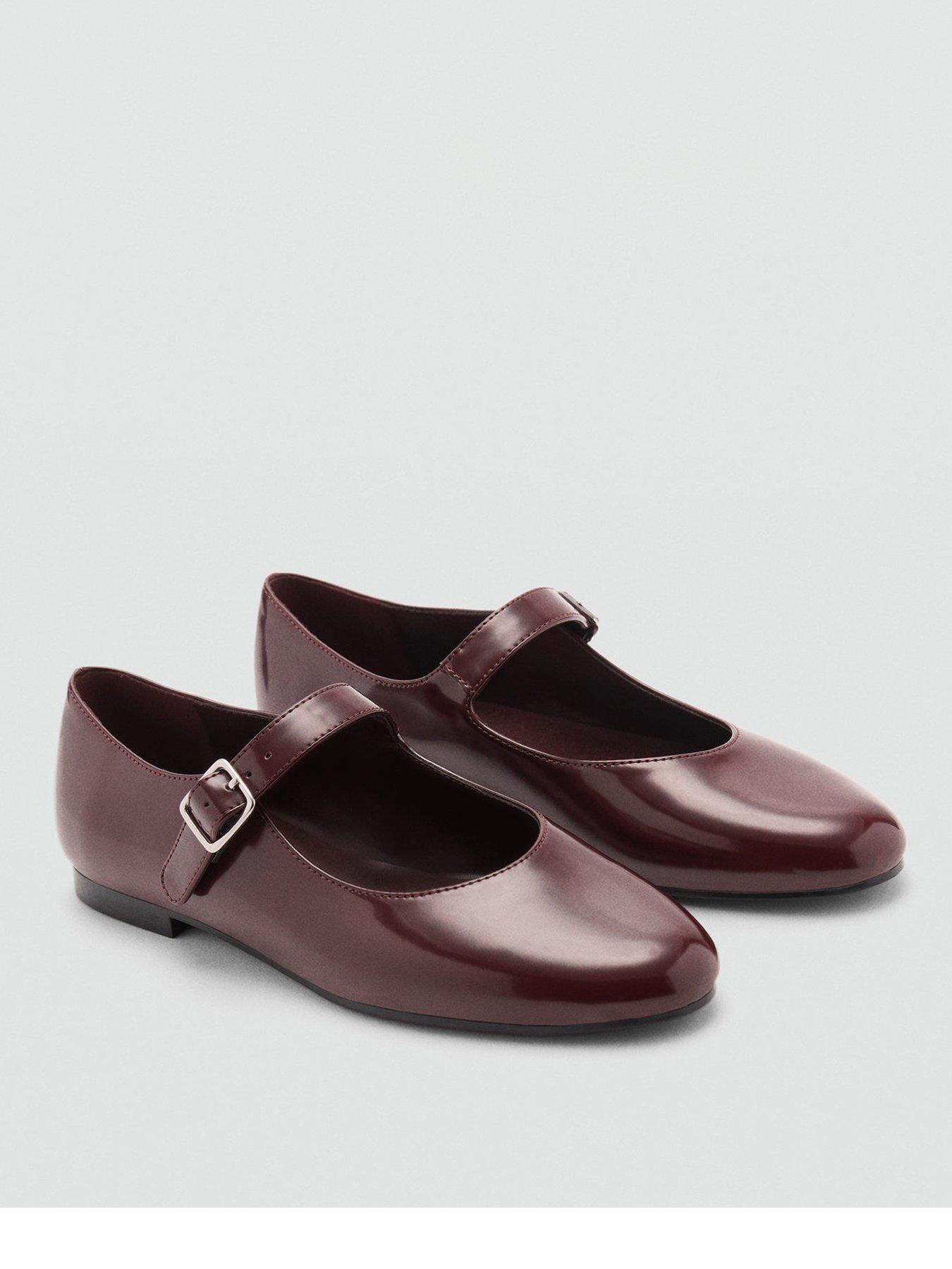 Mango Mary Jane Ballet Flats - Burgundy | Very