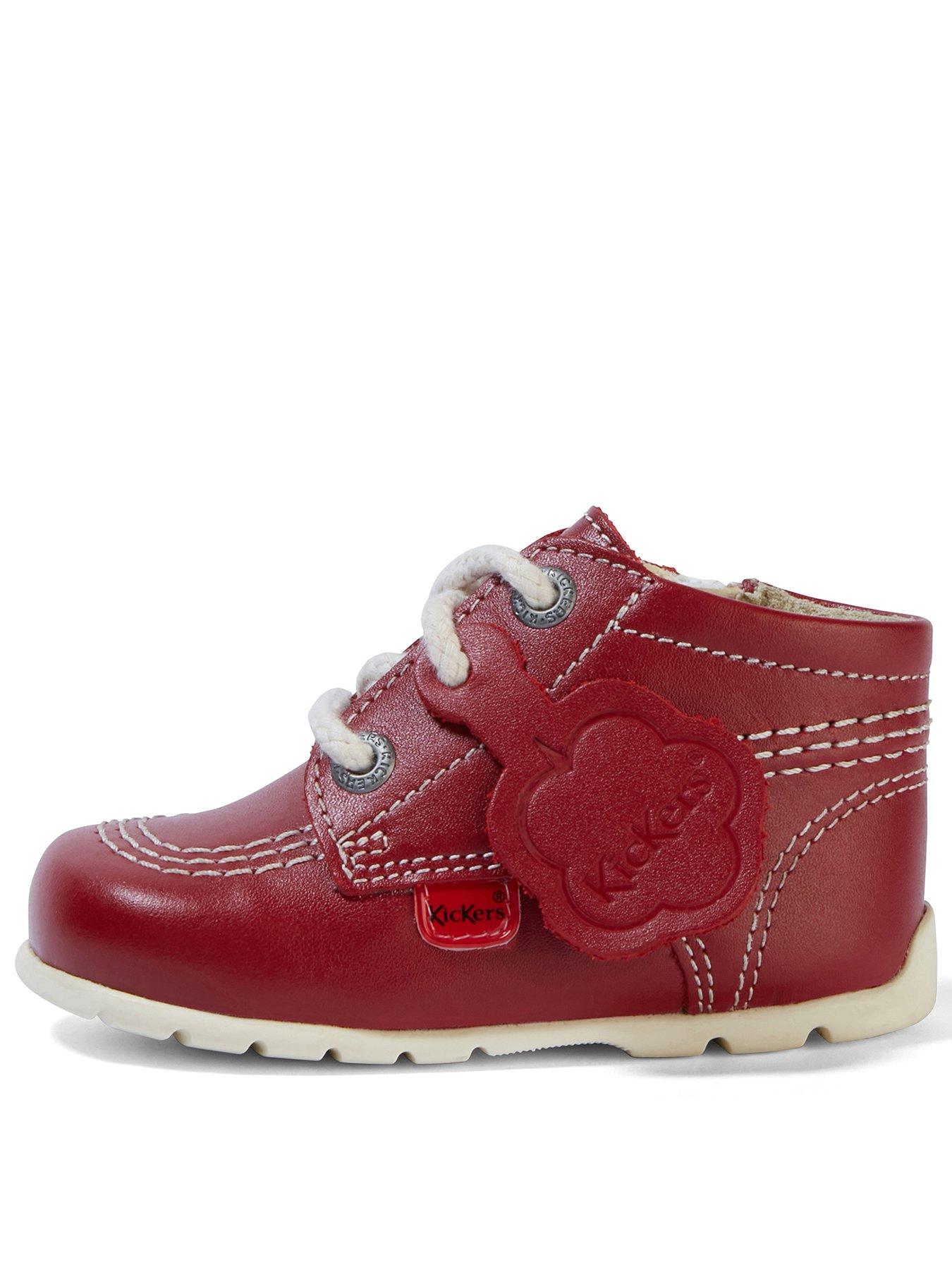 Kickers Kick Hi Baby Leather Boots - Red | Very