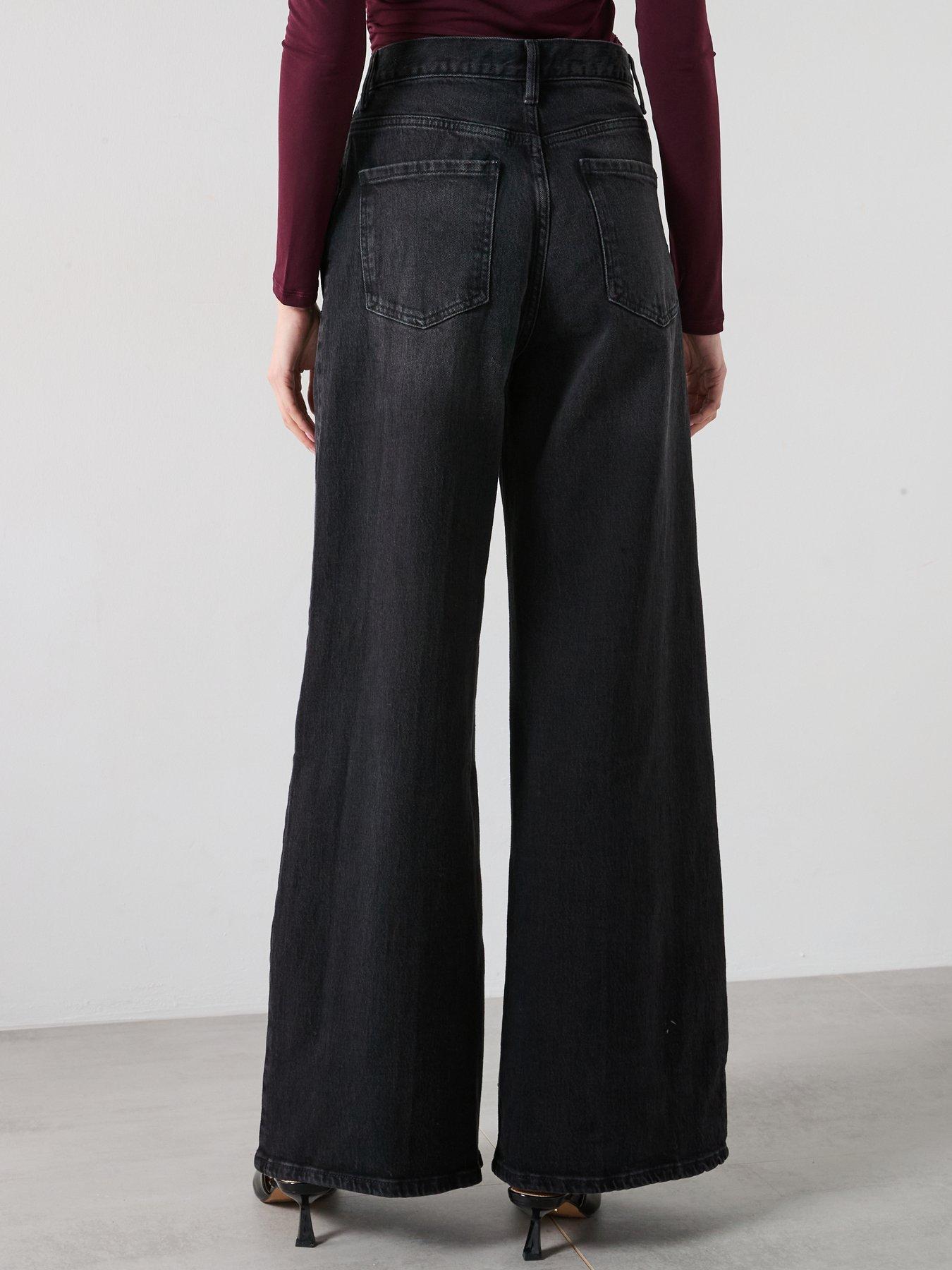 Mango High Rise Wideleg Jeans - Black | Very