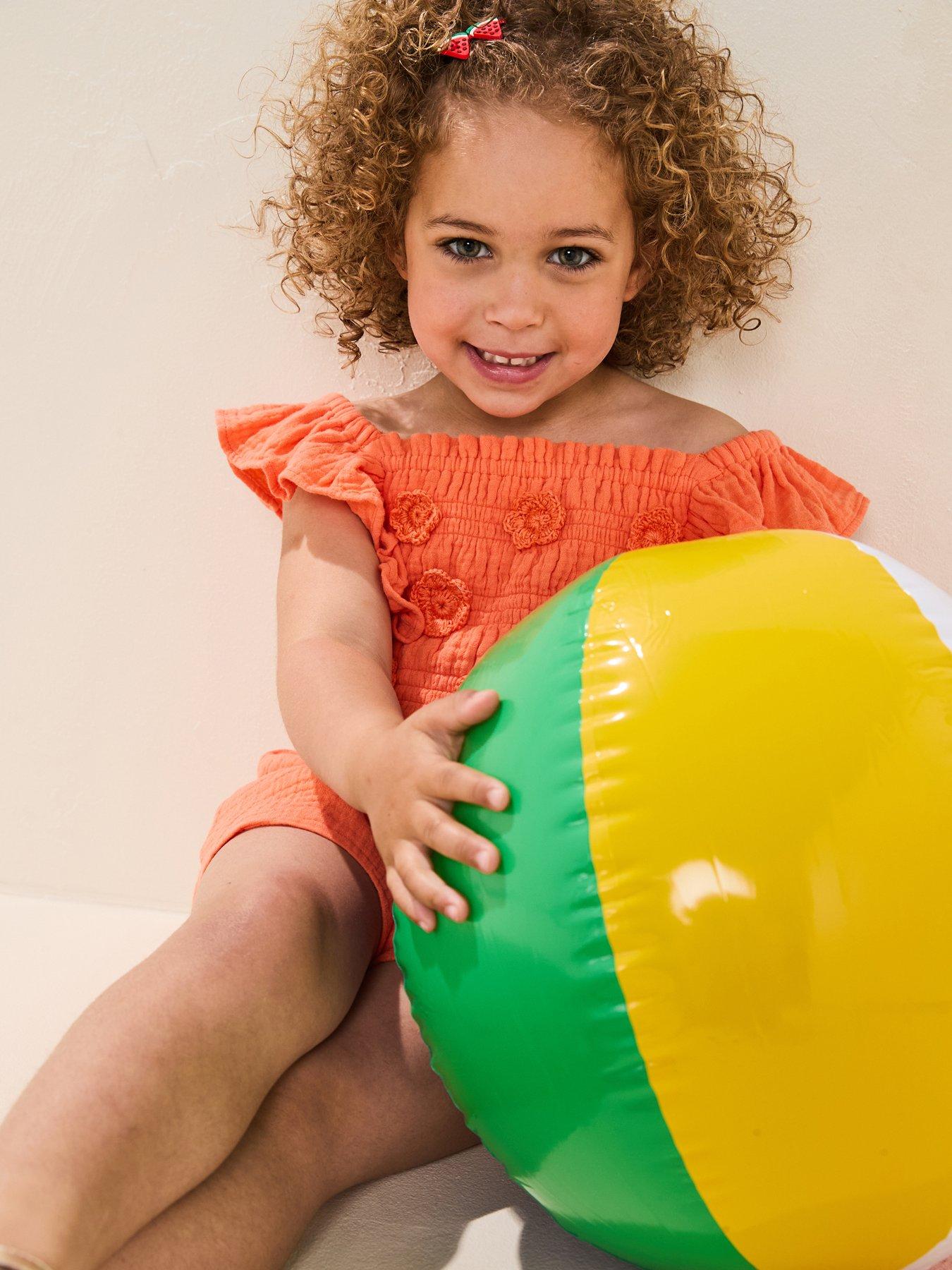 Mini V by Very Girls 3D Flower Embellished Frill Playsuit - Orange | Very