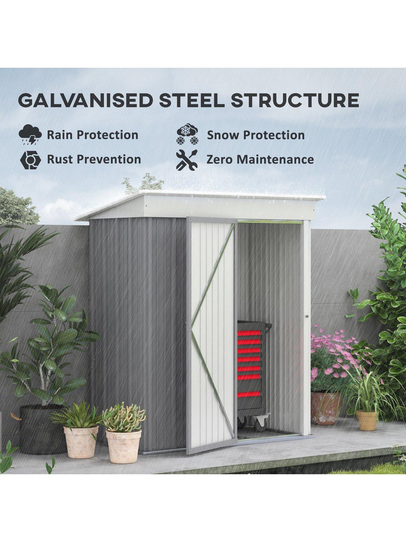 OutSunny Small Garden Shed, Steel Lean-to Shed for Bike with Adjustable ...