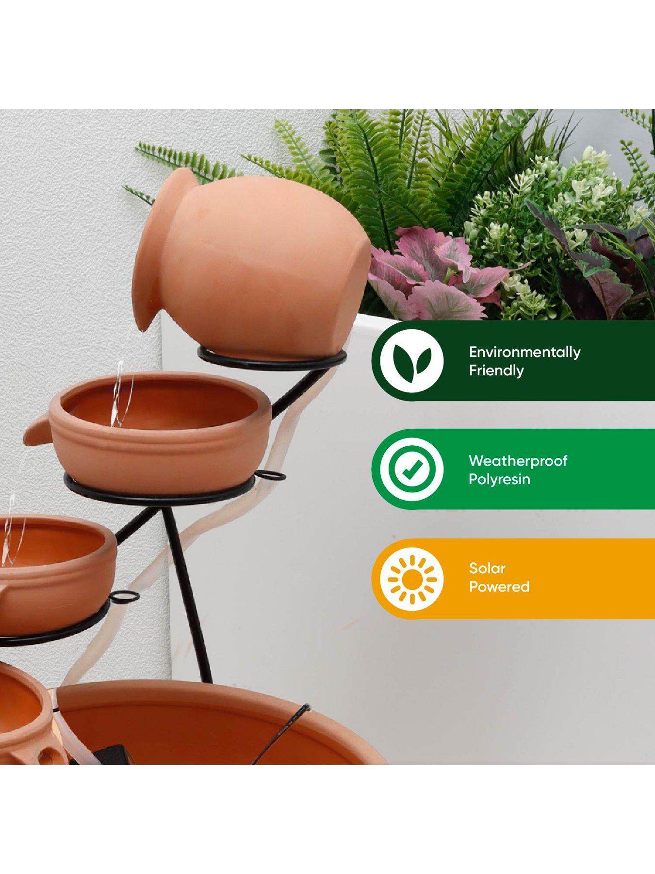 Streetwize Solar-Powered Cascading Terracotta Water Feature | Very