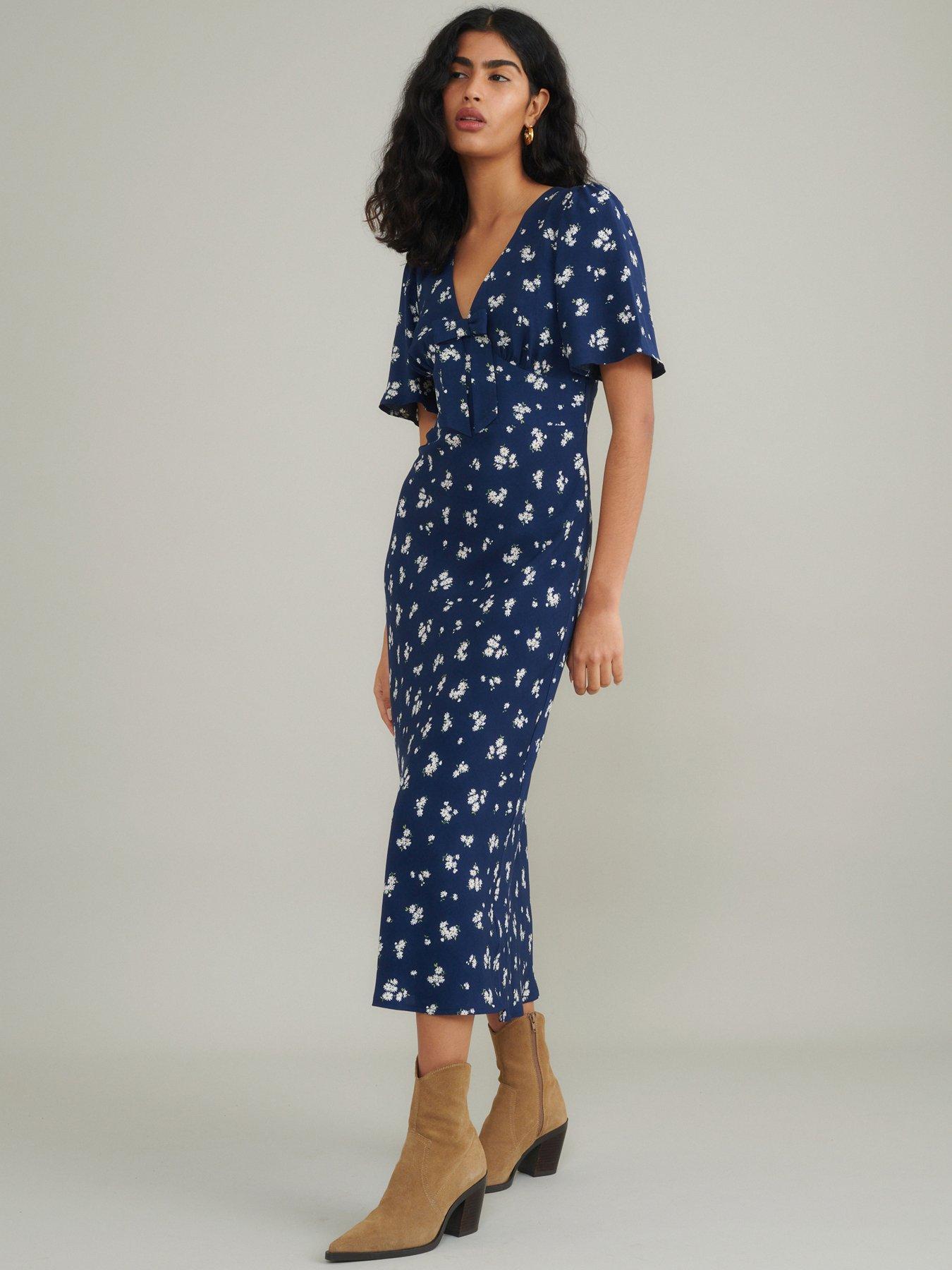 Nobodys Child Faith Bow Front Midi Dress - Blue | Very