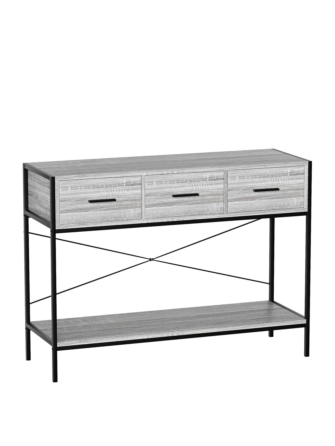 Vida Designs Brooklyn 3 Drawer Console Table - Grey Oak | Very