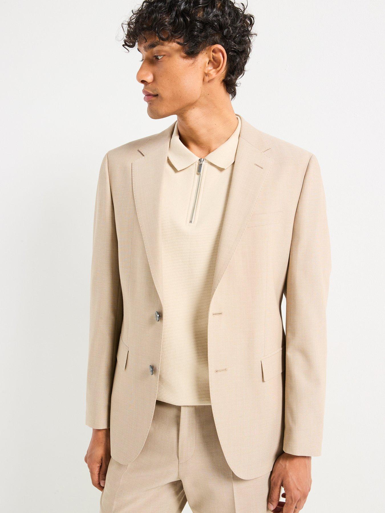 BOSS H-Jasper Regular Fit Wool Mix Suit Jacket - Beige | Very