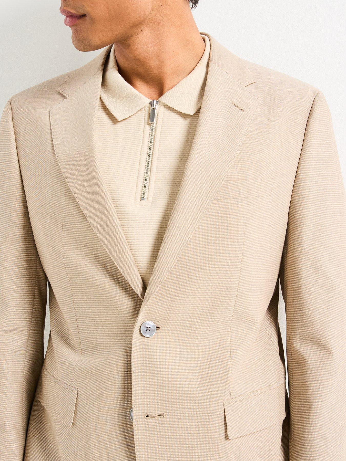BOSS H-Jasper Regular Fit Wool Mix Suit Jacket - Beige | Very