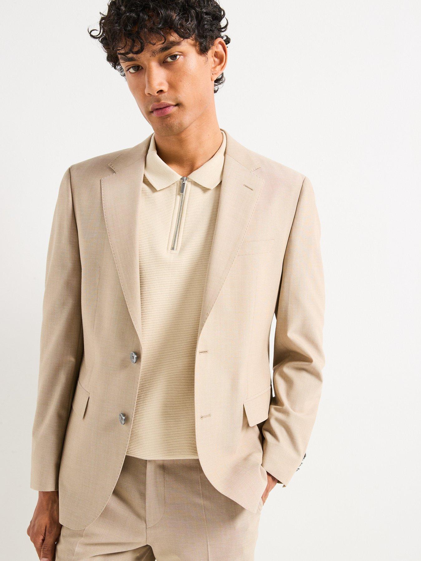 BOSS H-Jasper Regular Fit Wool Mix Suit Jacket - Beige | Very