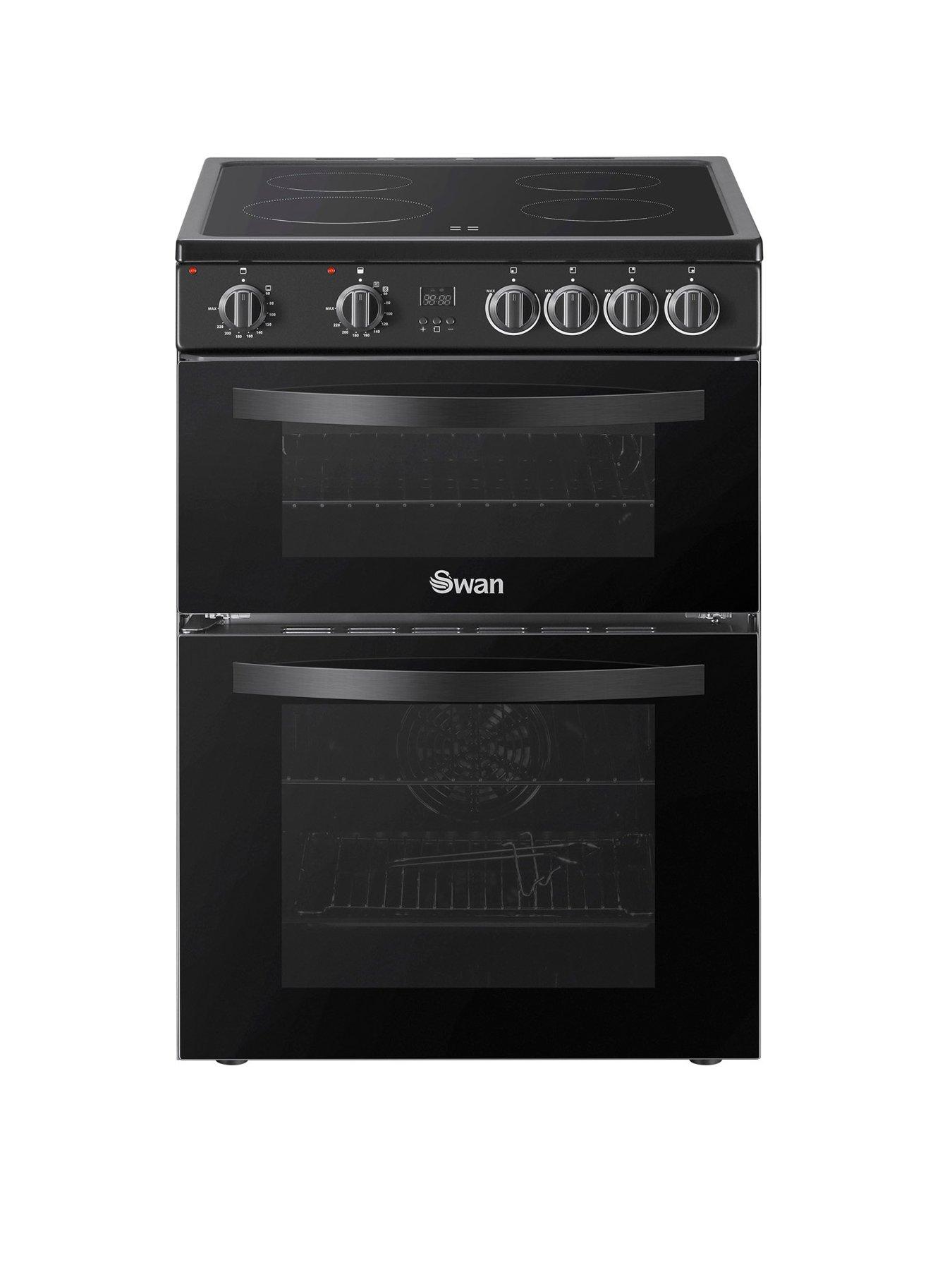 Swan SX16720B 60cm Electric Twin Oven Ceramic Hob Cooker - Black | Very