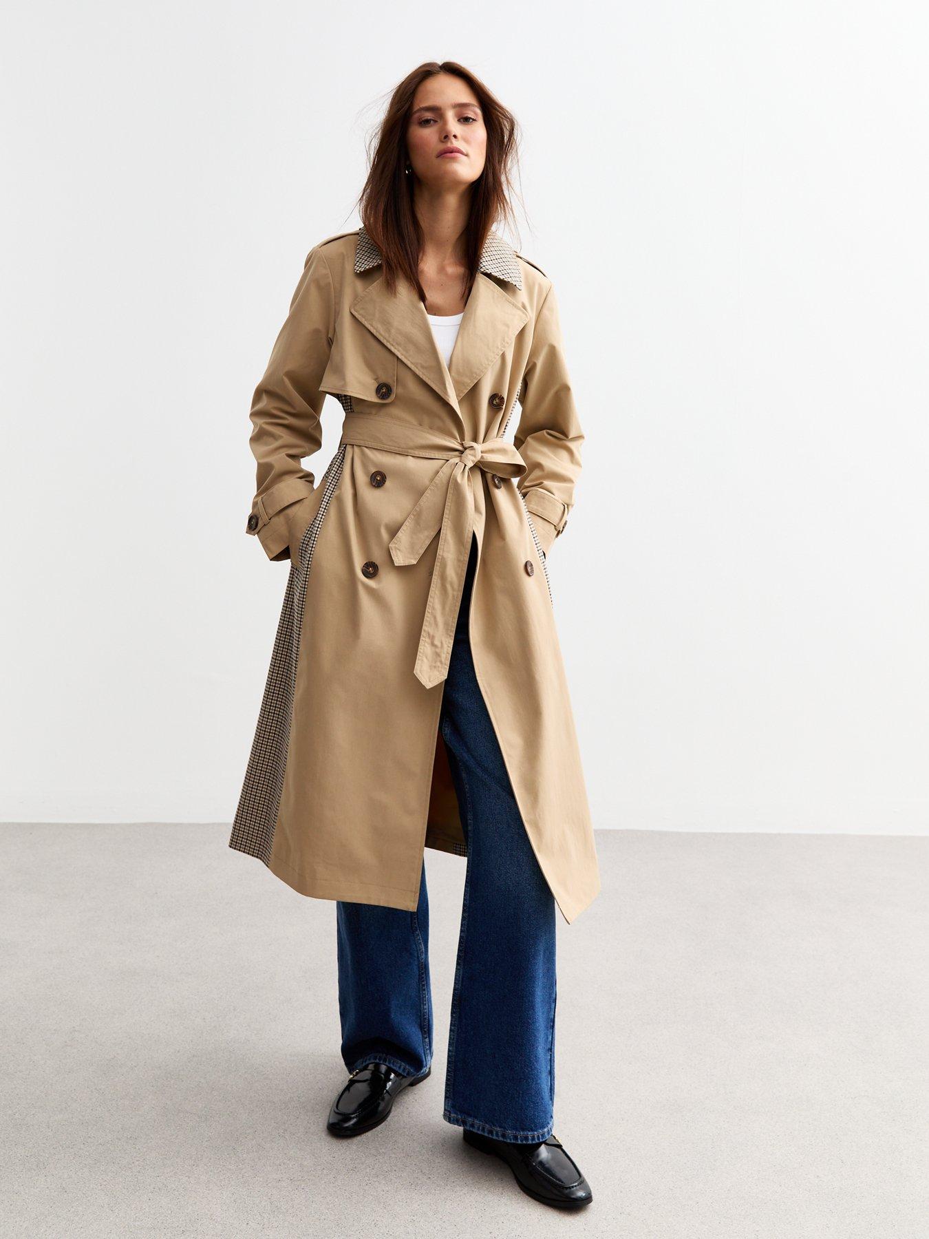 New Look Check Trimmed Mac Coat - Natural | Very