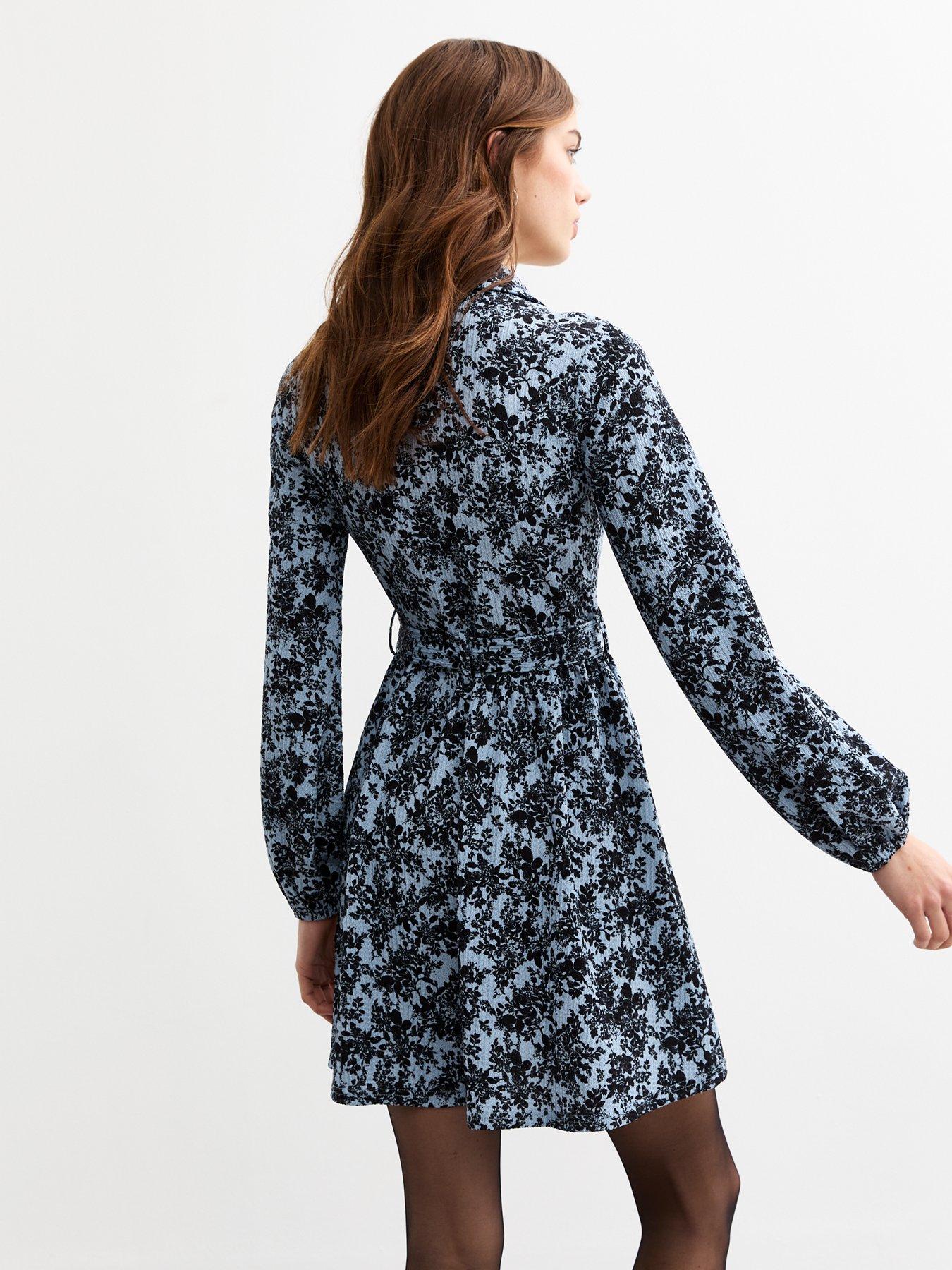 New Look Blue Floral Print Mini Shirt Dress | Very