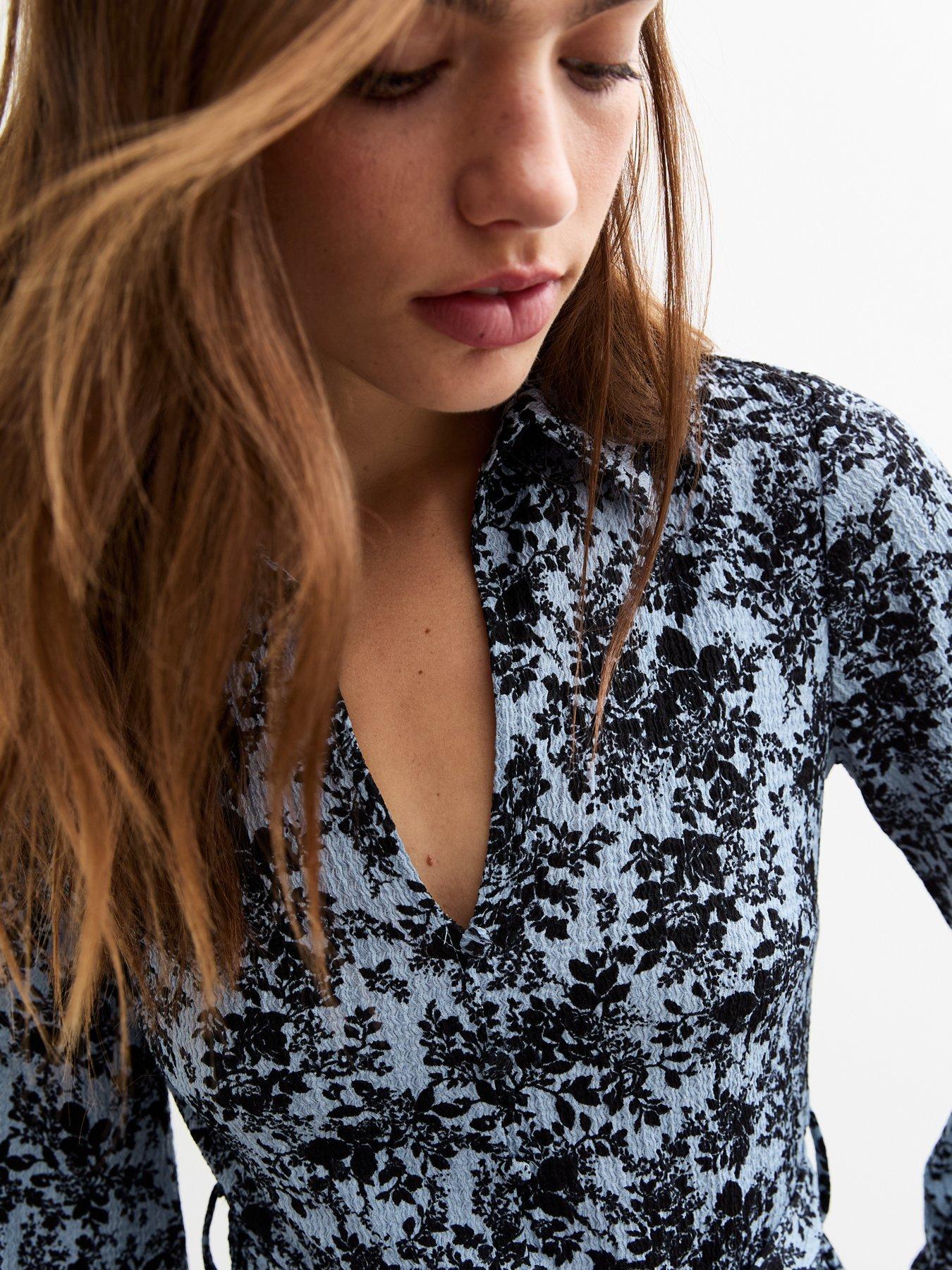 New Look Blue Floral Print Mini Shirt Dress | Very