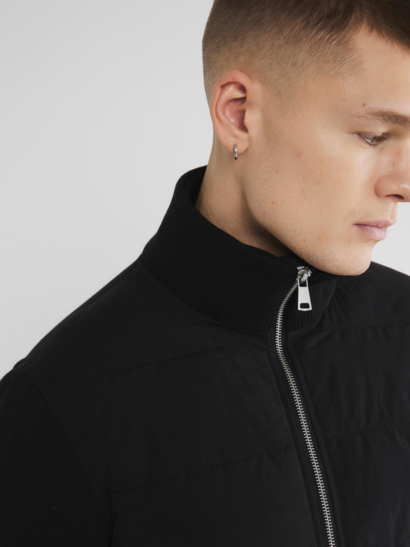 River Island Quilted Hybrid Funnel Neck Jacket - Black | Very