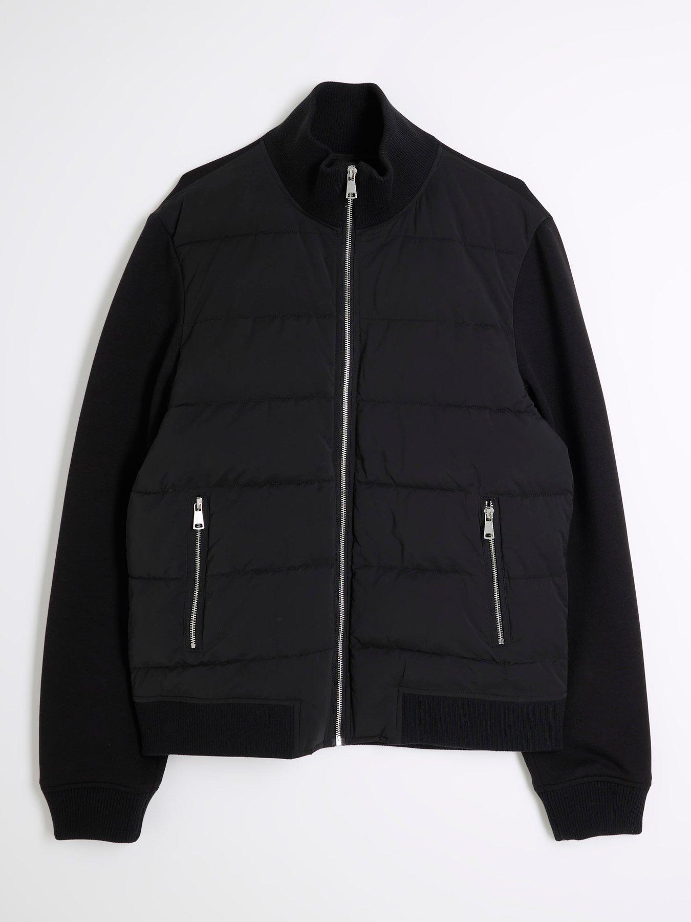 River Island Quilted Hybrid Funnel Neck Jacket - Black | Very