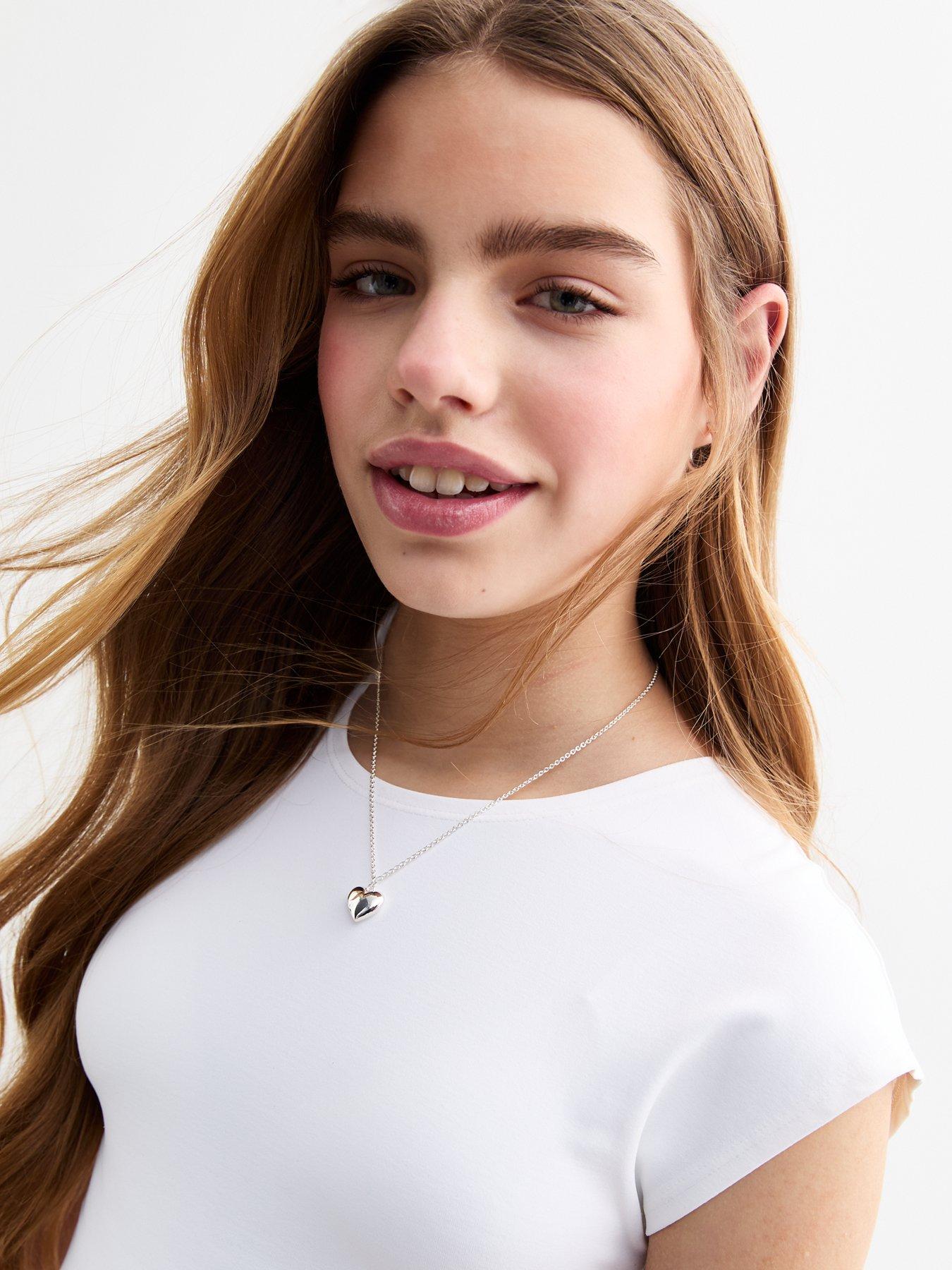 New Look 915 Girls Grown On Sleeve Cropped Top - White | Very