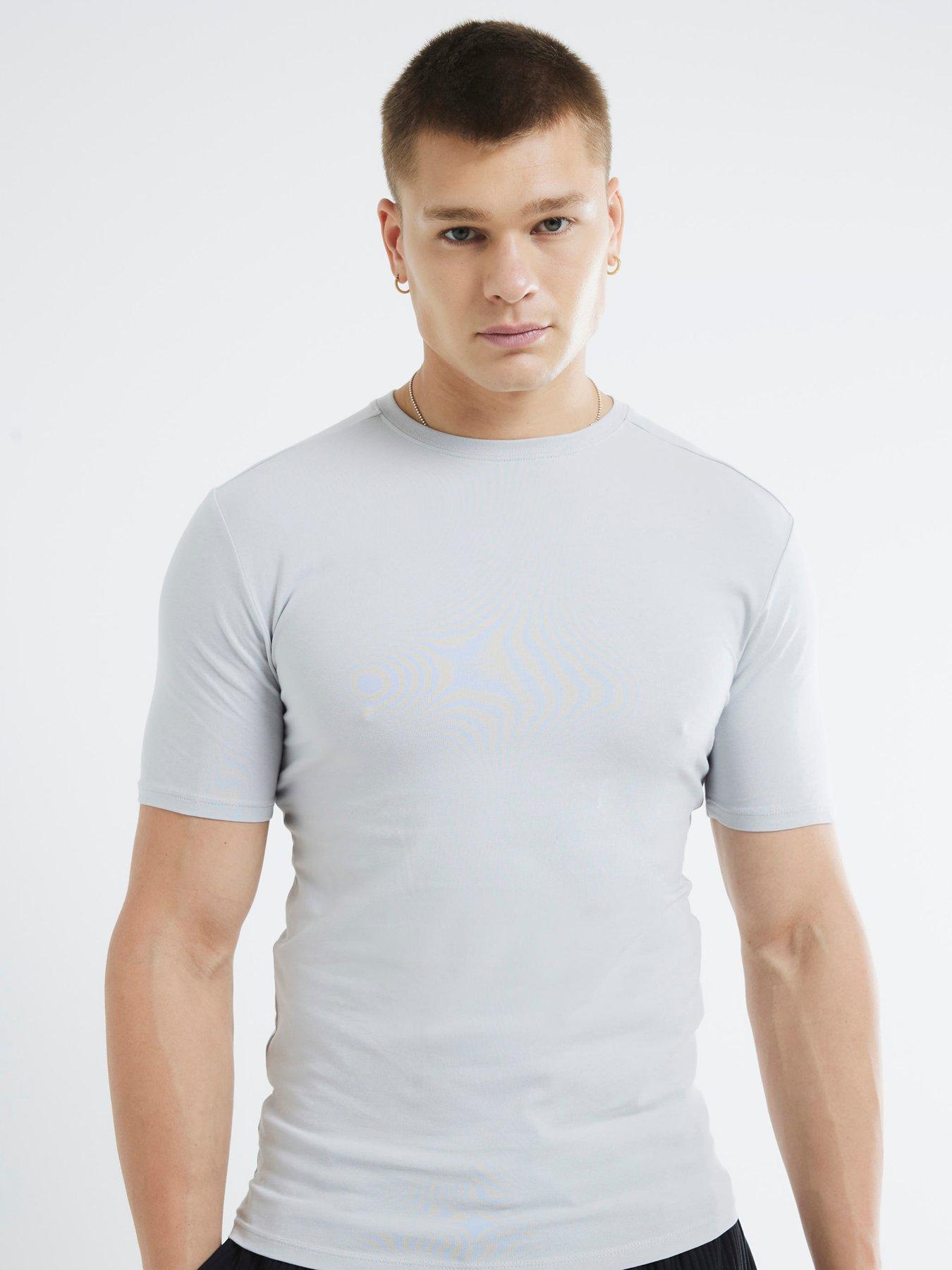 River Island Essentials Muscle Fit T-Shirt - Light Grey | Very