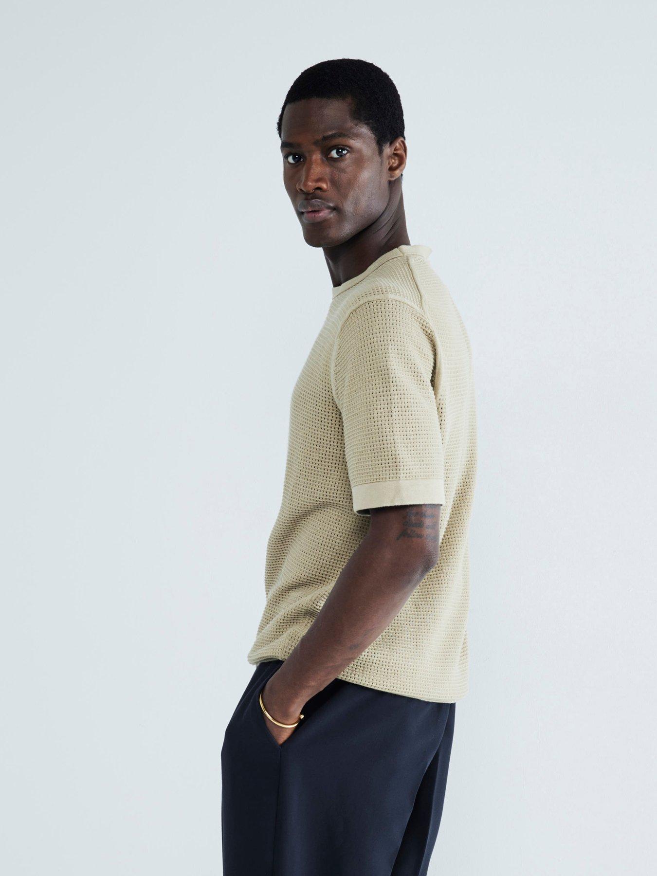 River Island Short Sleeve Pointelle Mesh T-Shirt - Khaki | Very